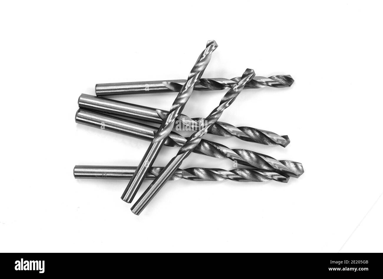 Steel drill bits isolated in white Stock Photo - Alamy