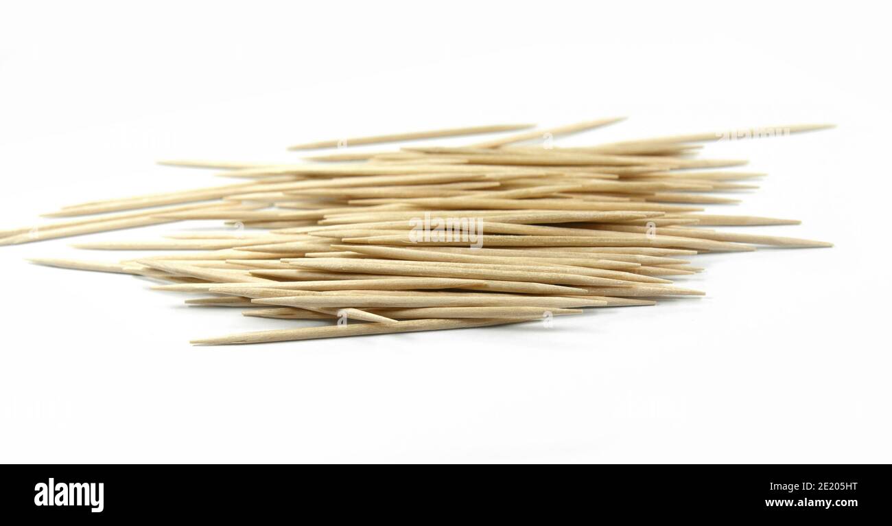 Wooden toothpicks isolated on white background Stock Photo - Alamy