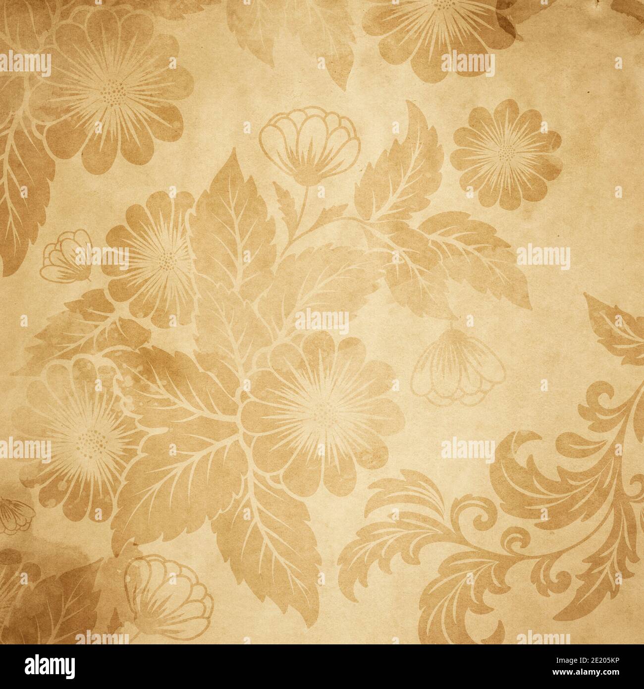 Old paper with floral vintage pattern Stock Photo - Alamy