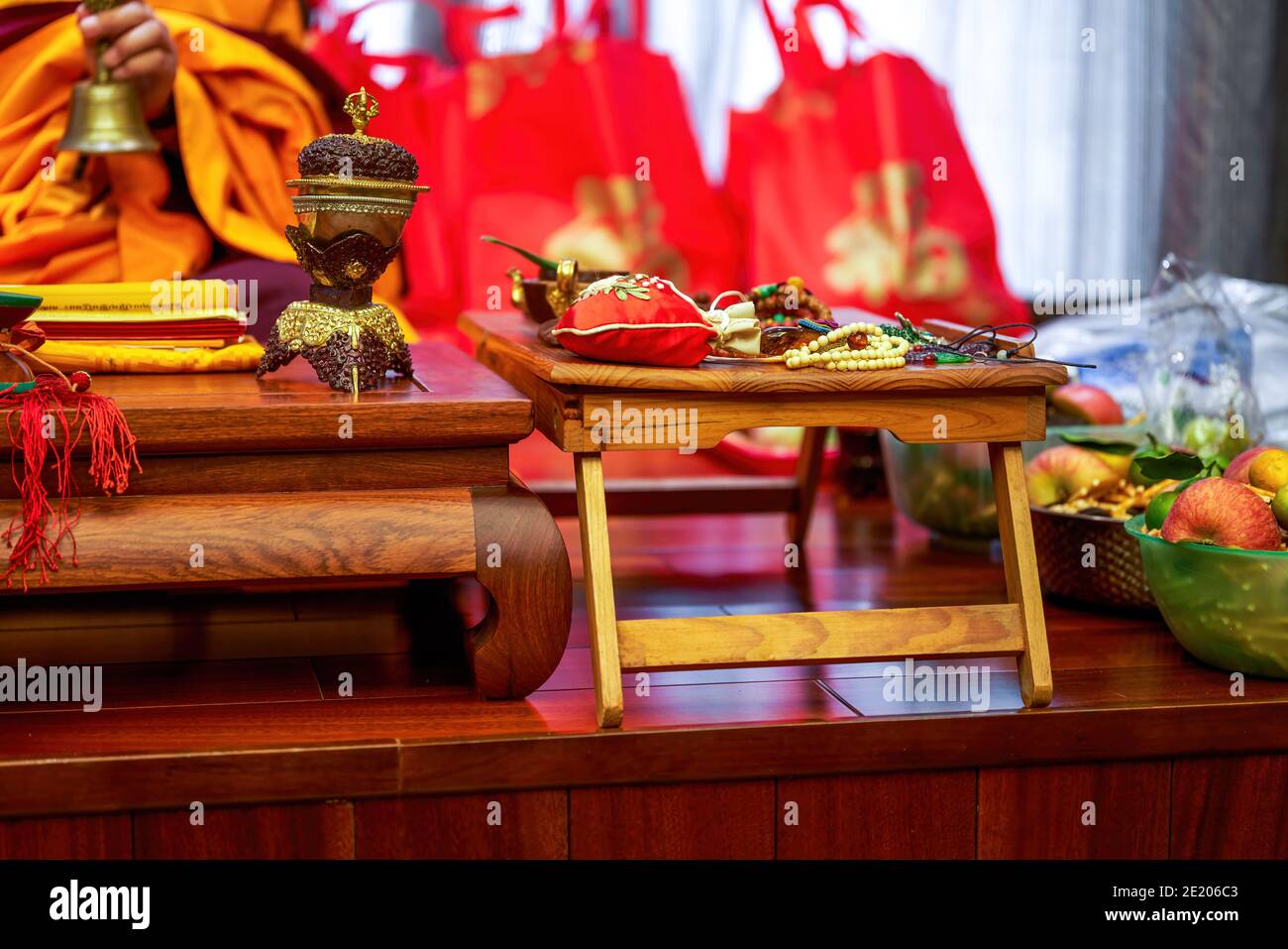 Utensils and articles used in Tibetan Buddhist ceremonies Stock Photo ...