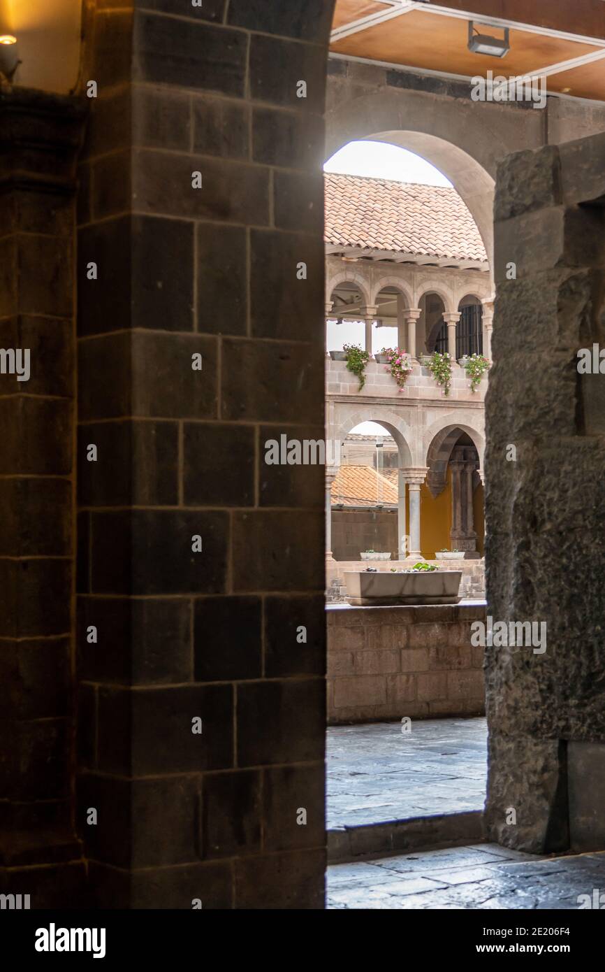 Temple of the Sun (Qorikancha) located in Cusco in the Peruvian Andes ...