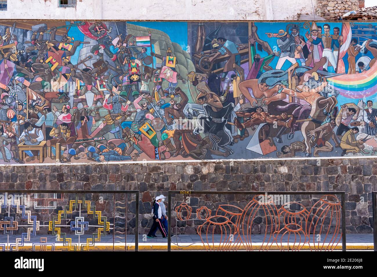 Murals of Peruvian History in Cusco in the Peruvian Andes Stock Photo ...
