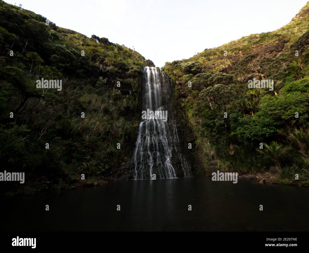 Panorama view of Karekare waterfall river lake pond green nature ...
