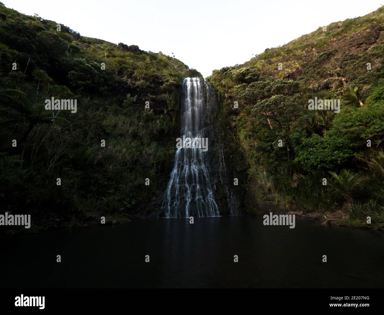Panorama view of Karekare waterfall river lake pond green nature ...