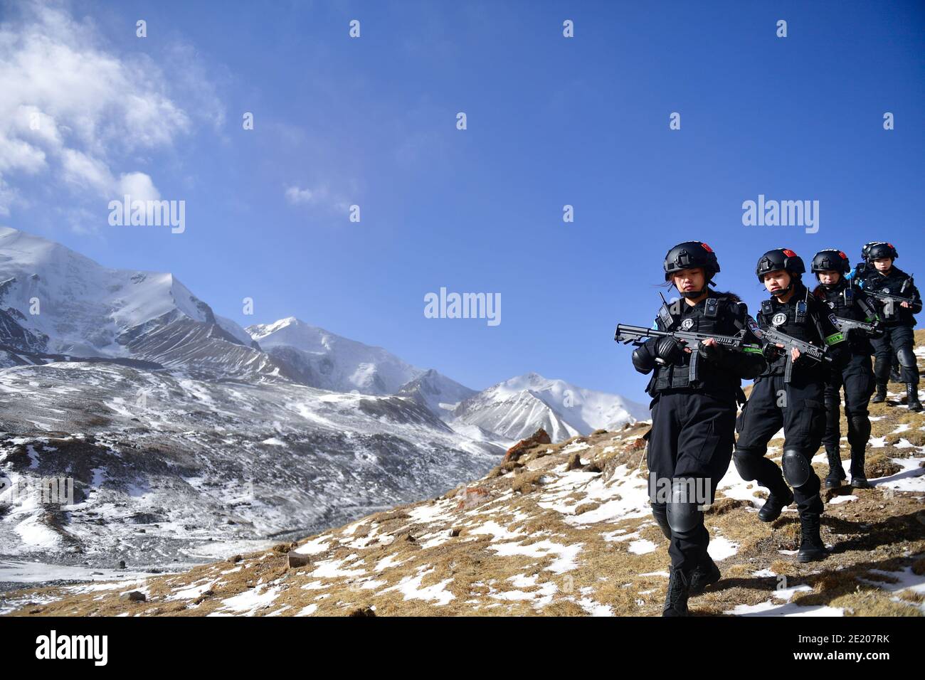 Beijing, China's Qinghai Province. 9th Jan, 2021. Special policewomen ...