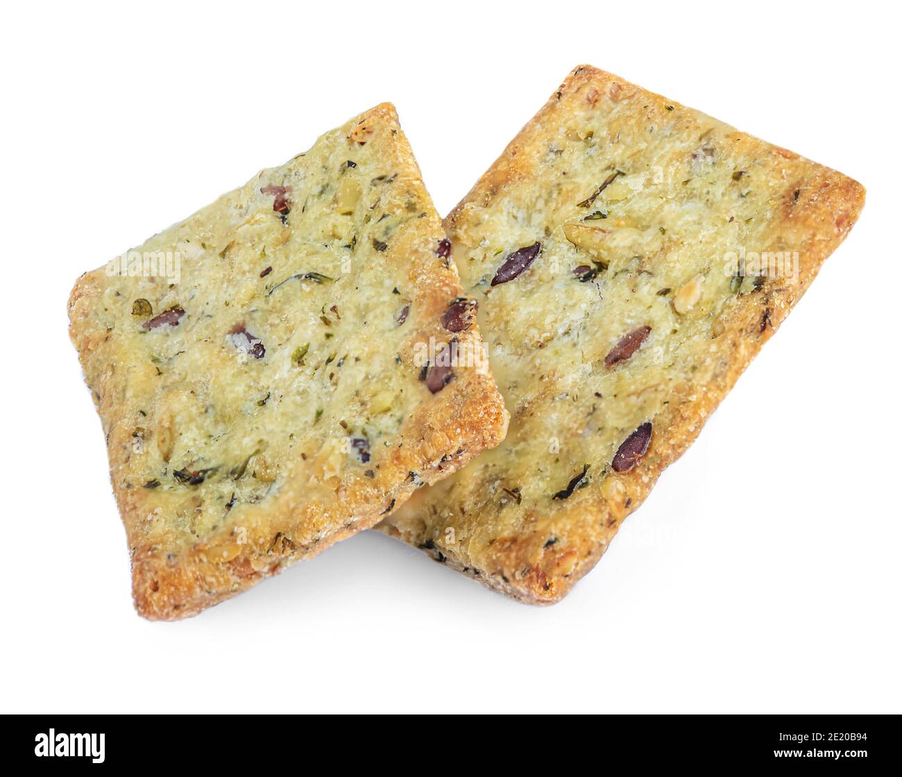 Salted crackers isolated on white background. Crushed dry cracker ...