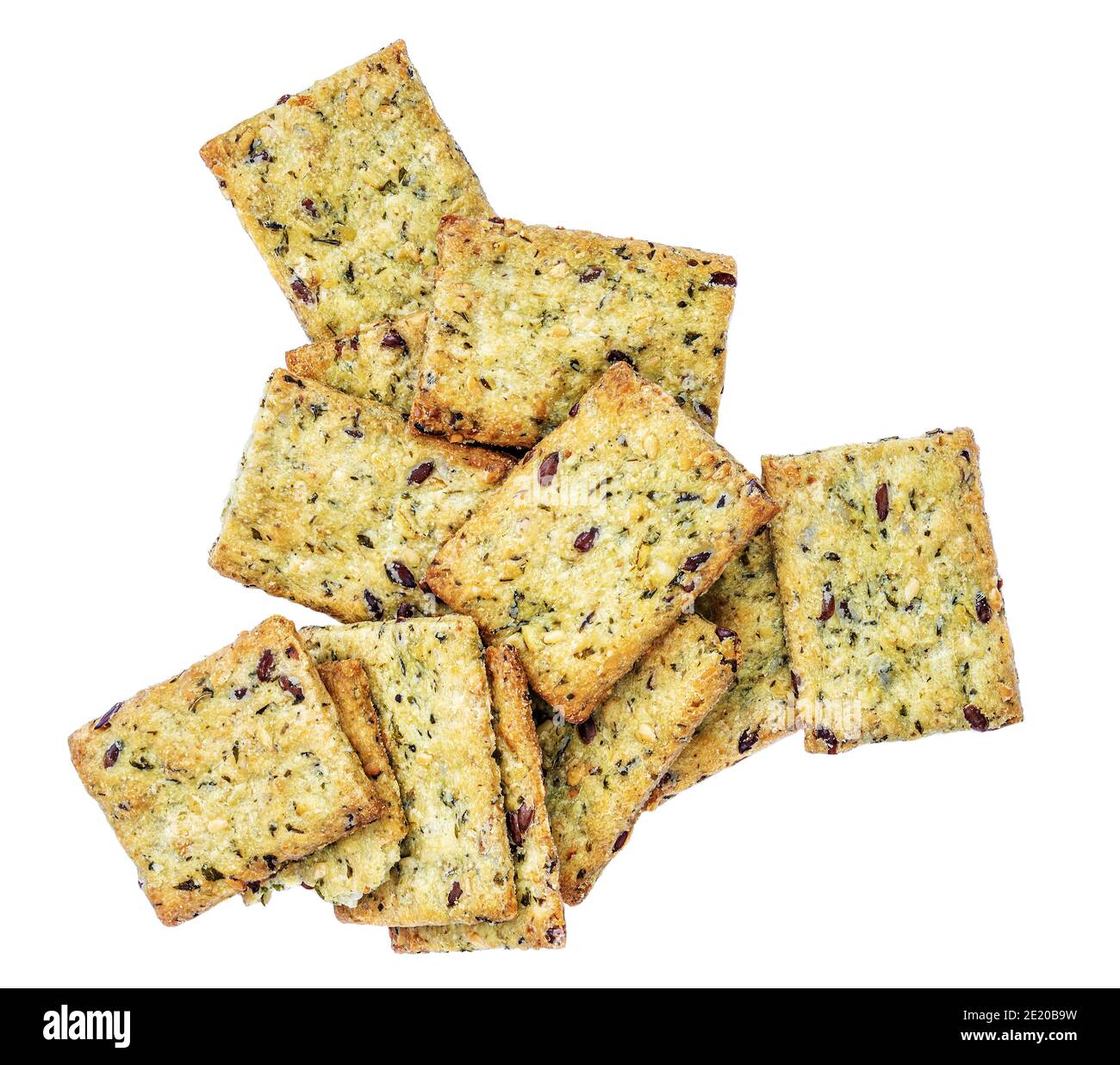 Salted crackers isolated on white background. Crushed dry cracker ...