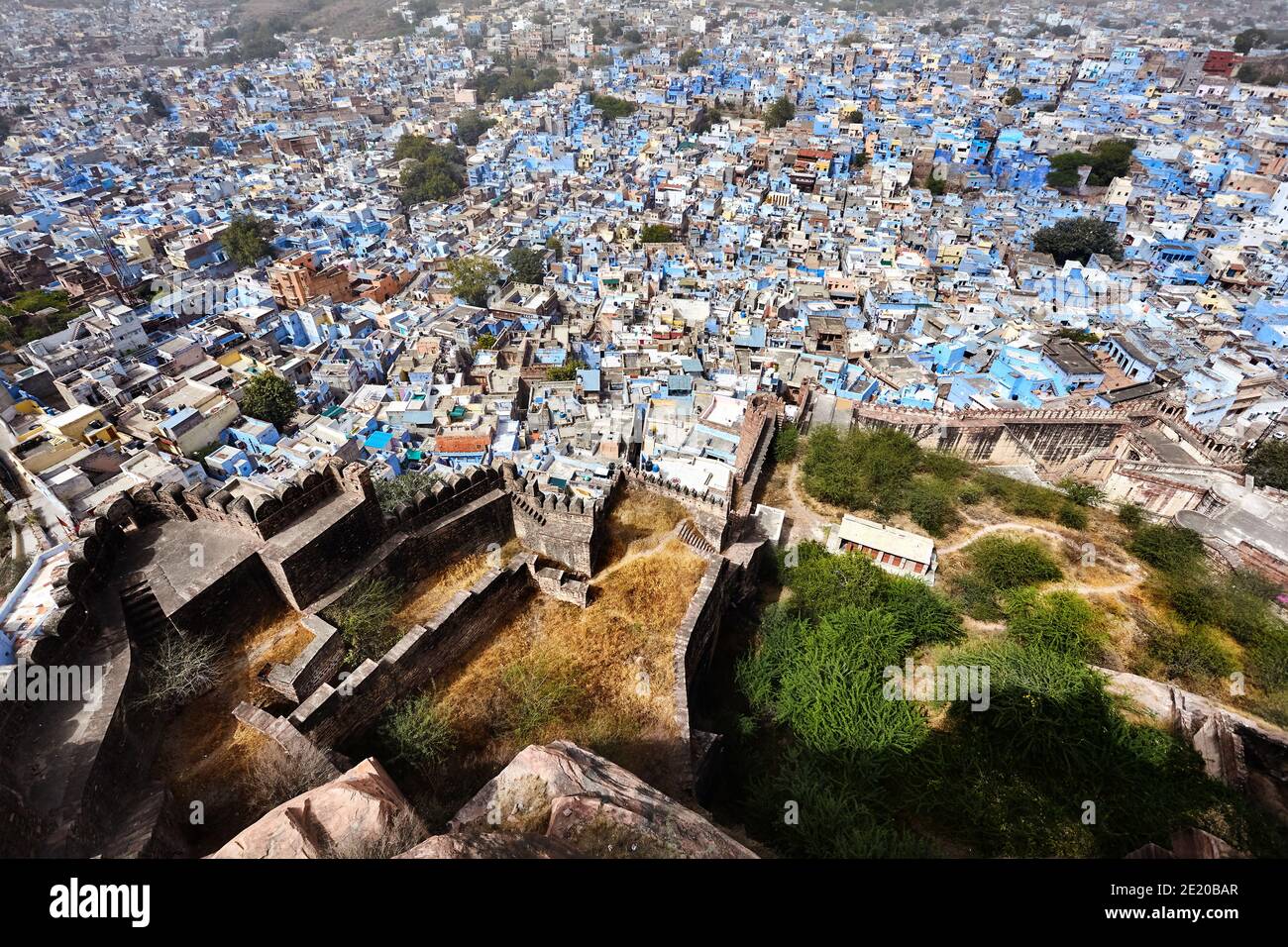 Aerial view of Blue city from Mehrangarh fort in Jodhpur, Rajasthan ...