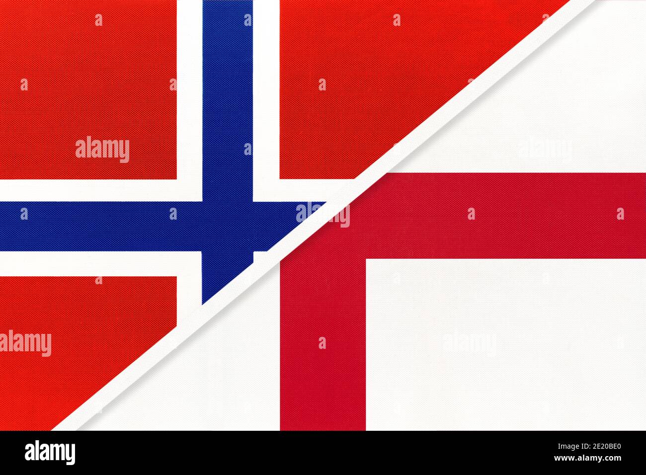Norway and England, national flags from textile. Relationship ...