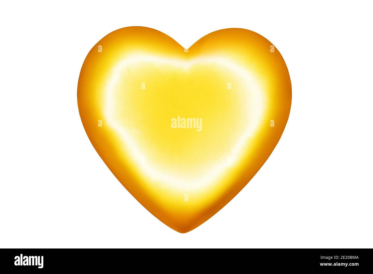 Golden heart white background isolated close up, gold heart shape ...