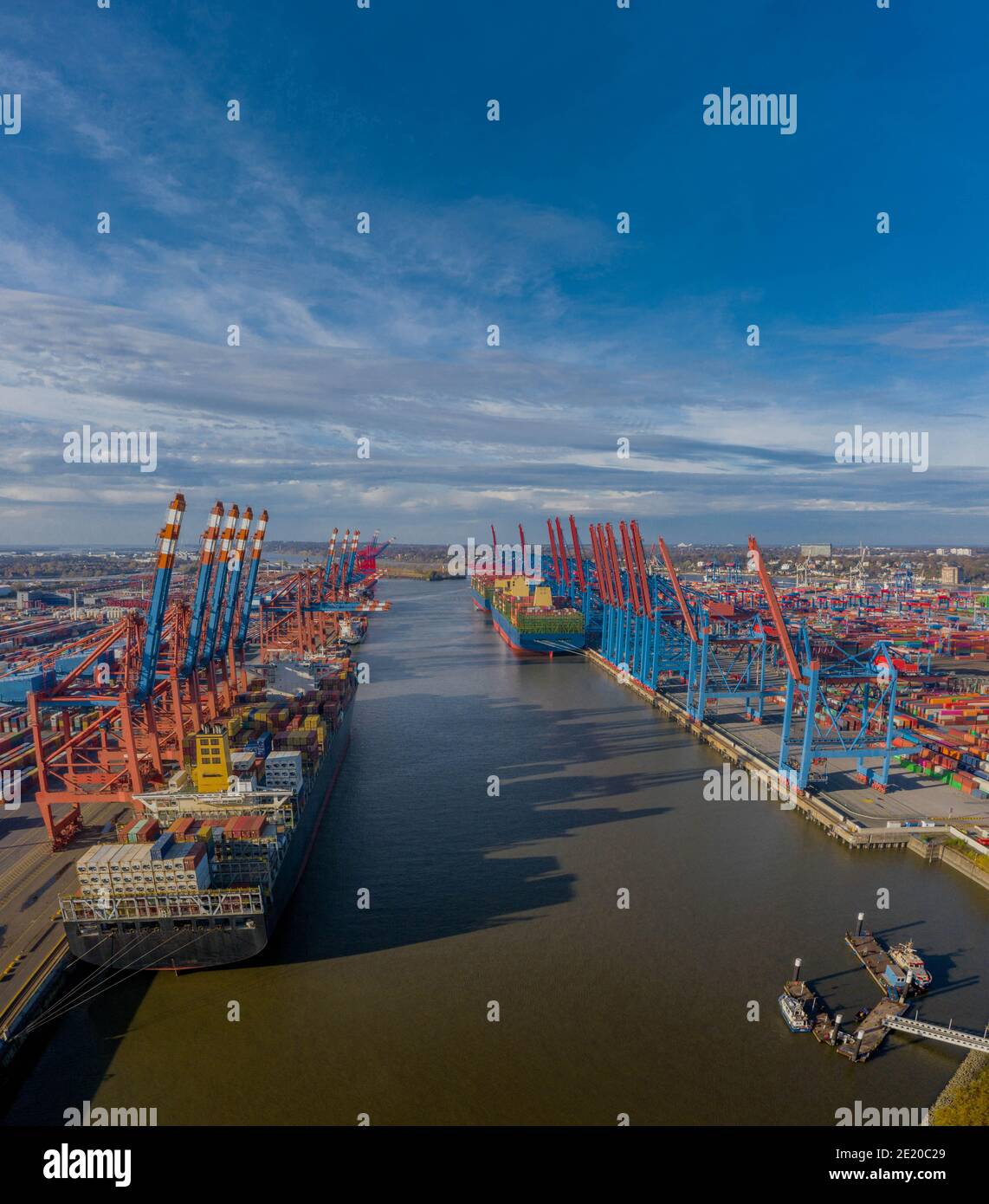 Aerial view of Hamburger Container Terminal, Hamburg, Germany, Europe ...