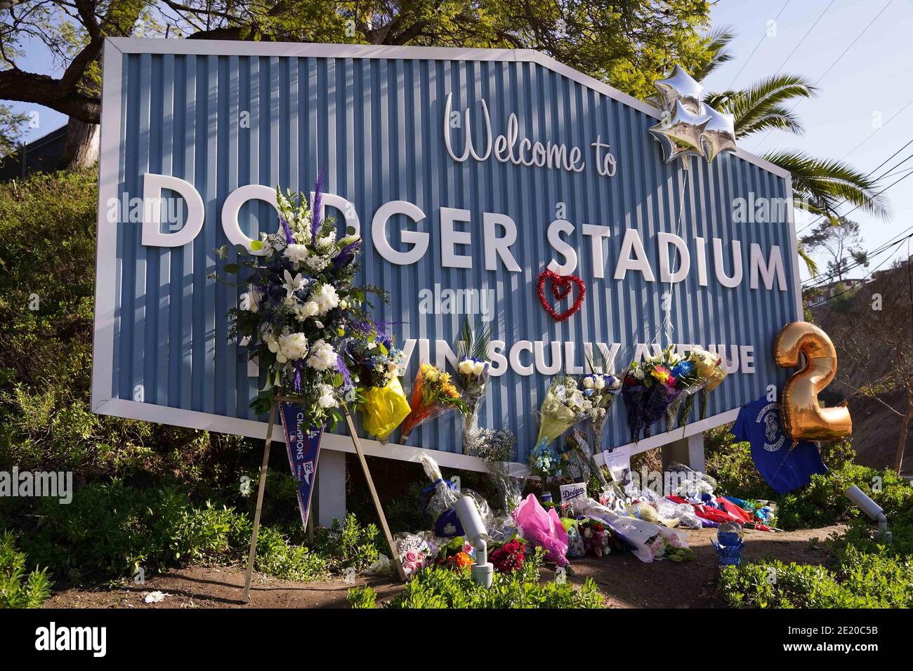 A memorial at Dodger Stadium to honor of former Los Angeles Dodgers ...