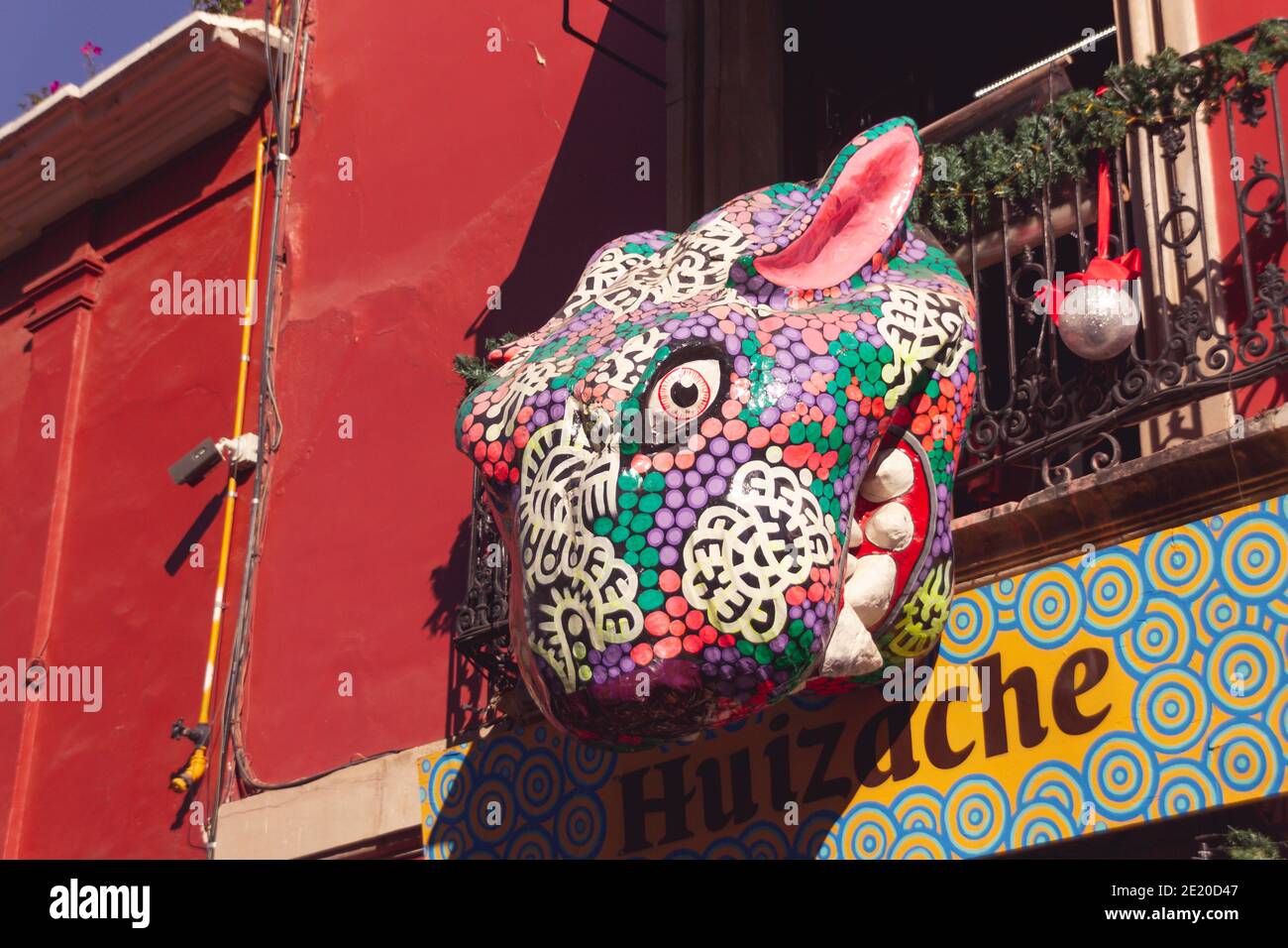 Oaxaca, Oaxaca / Mexico - 01/05/2021: Giant jaguar handcraft head in ...