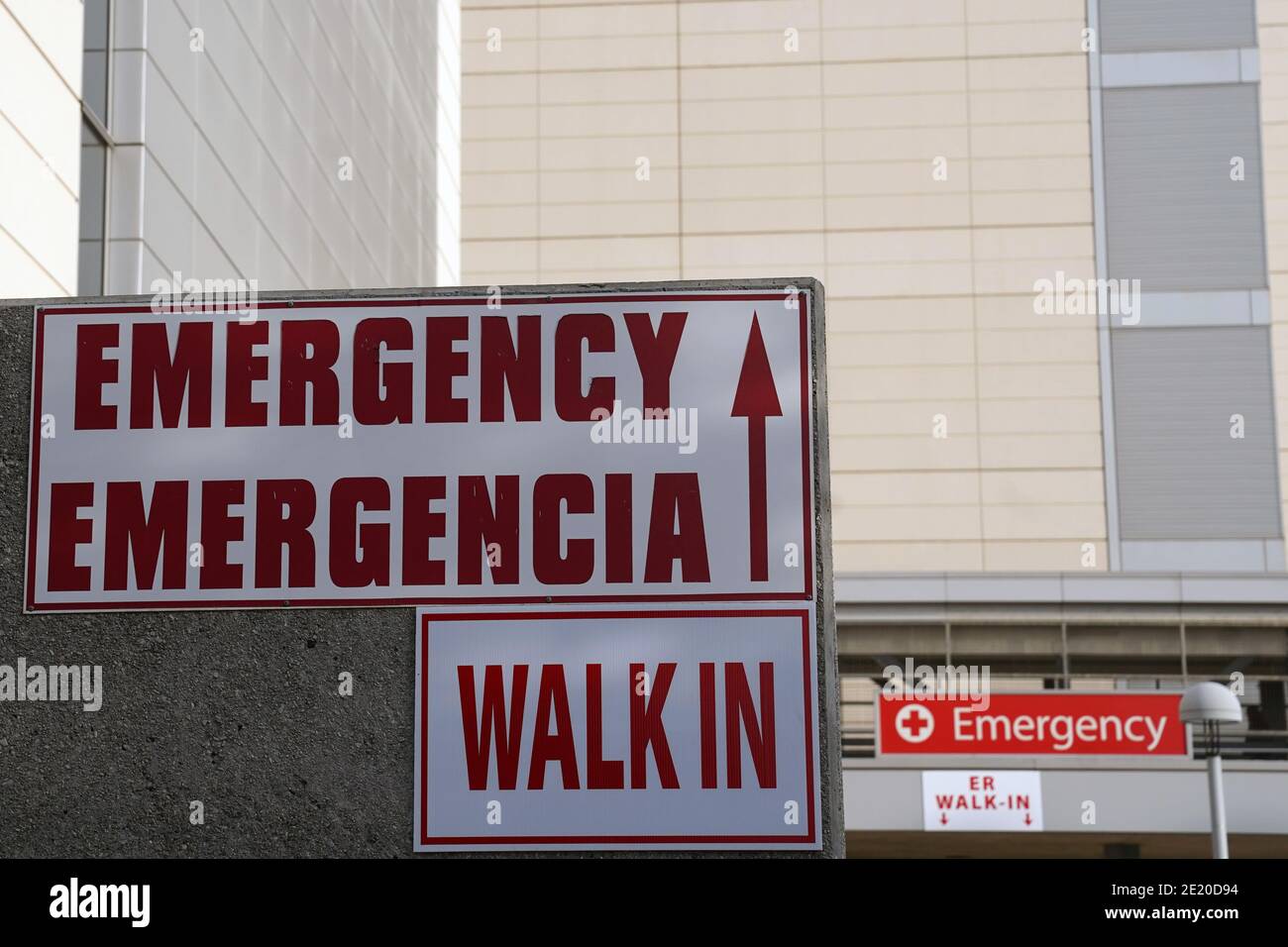 An emergency room walk-in sign at the Los Angeles County-USC Medical ...