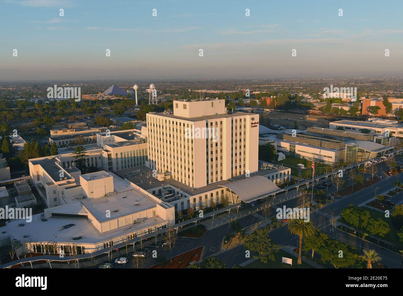 An aerial view of the VA Long Beach Healthcare System hospital ...