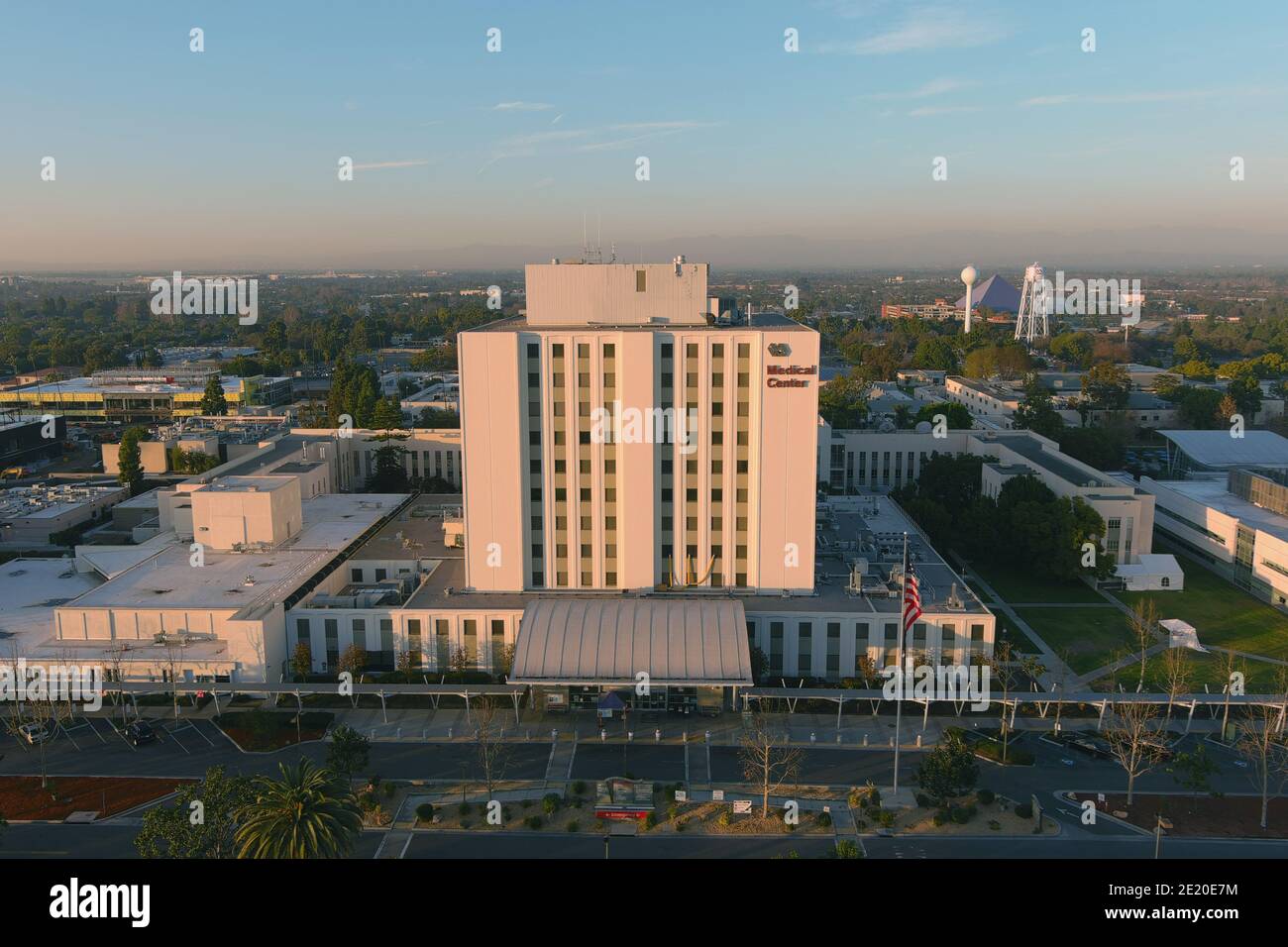 An aerial view of the VA Long Beach Healthcare System hospital ...