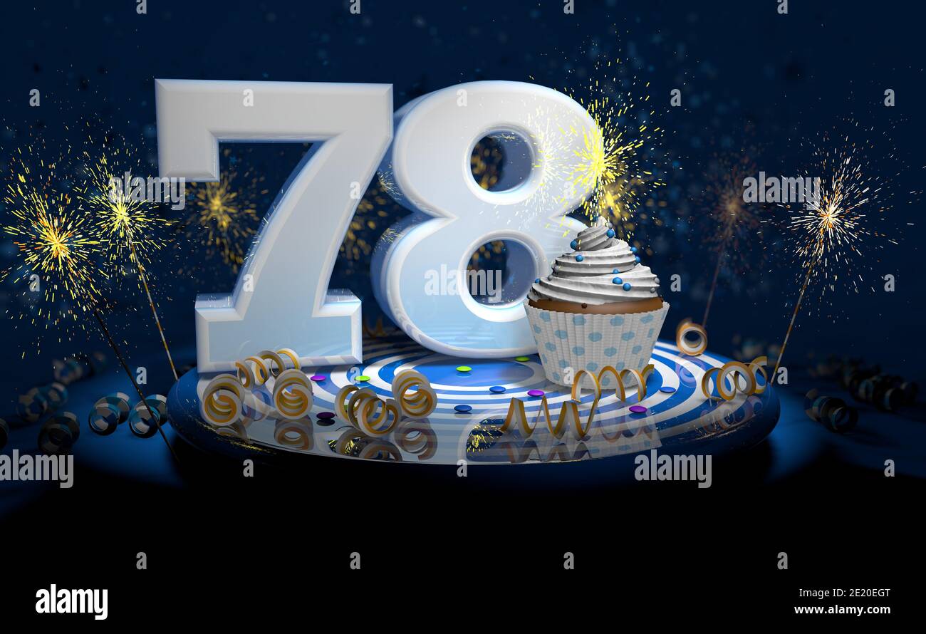 Cupcake with sparkling candle for 78th birthday or anniversary with big ...