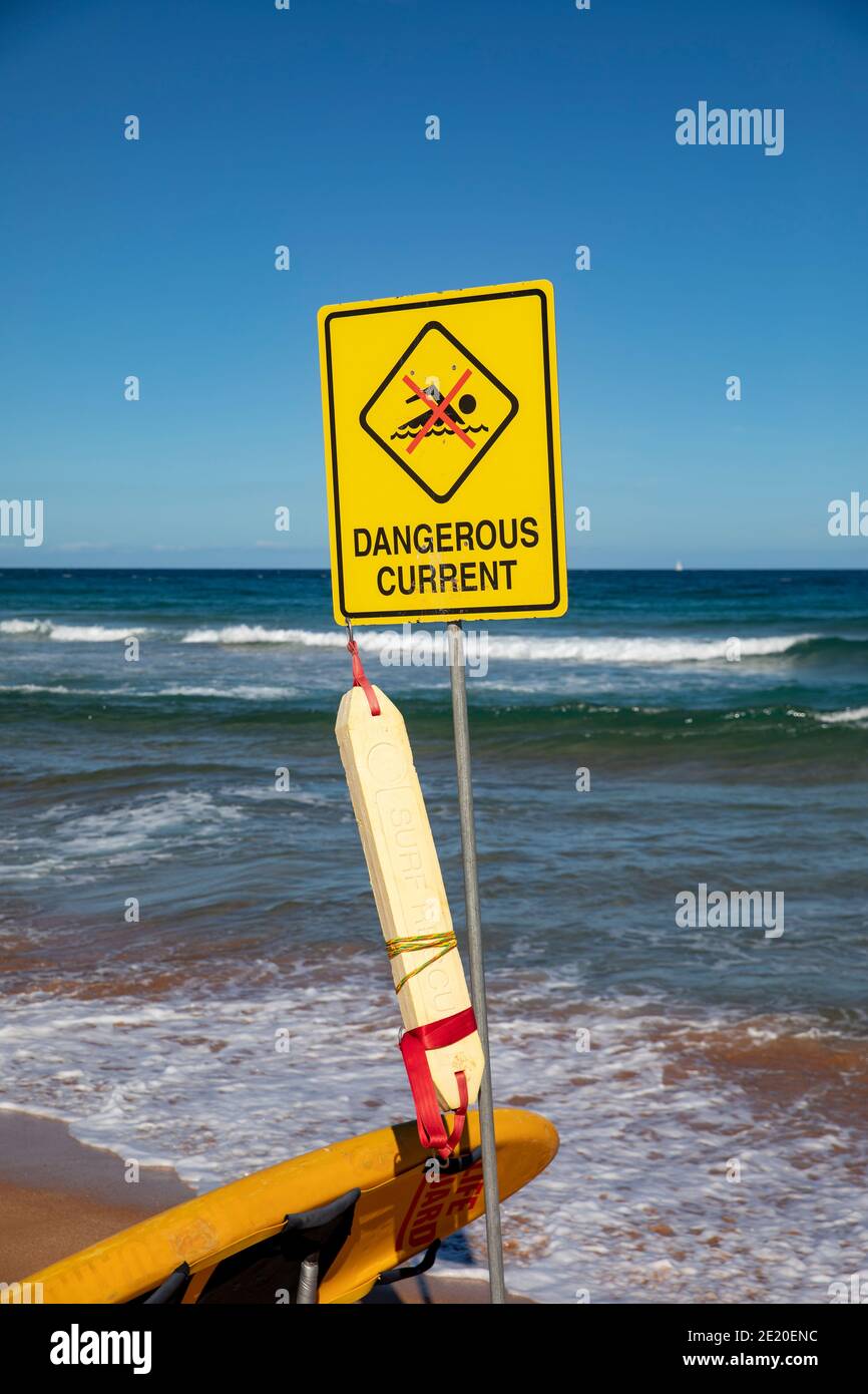 Dangerous Current warning sign erected on Avalon Beach in Sydney ...