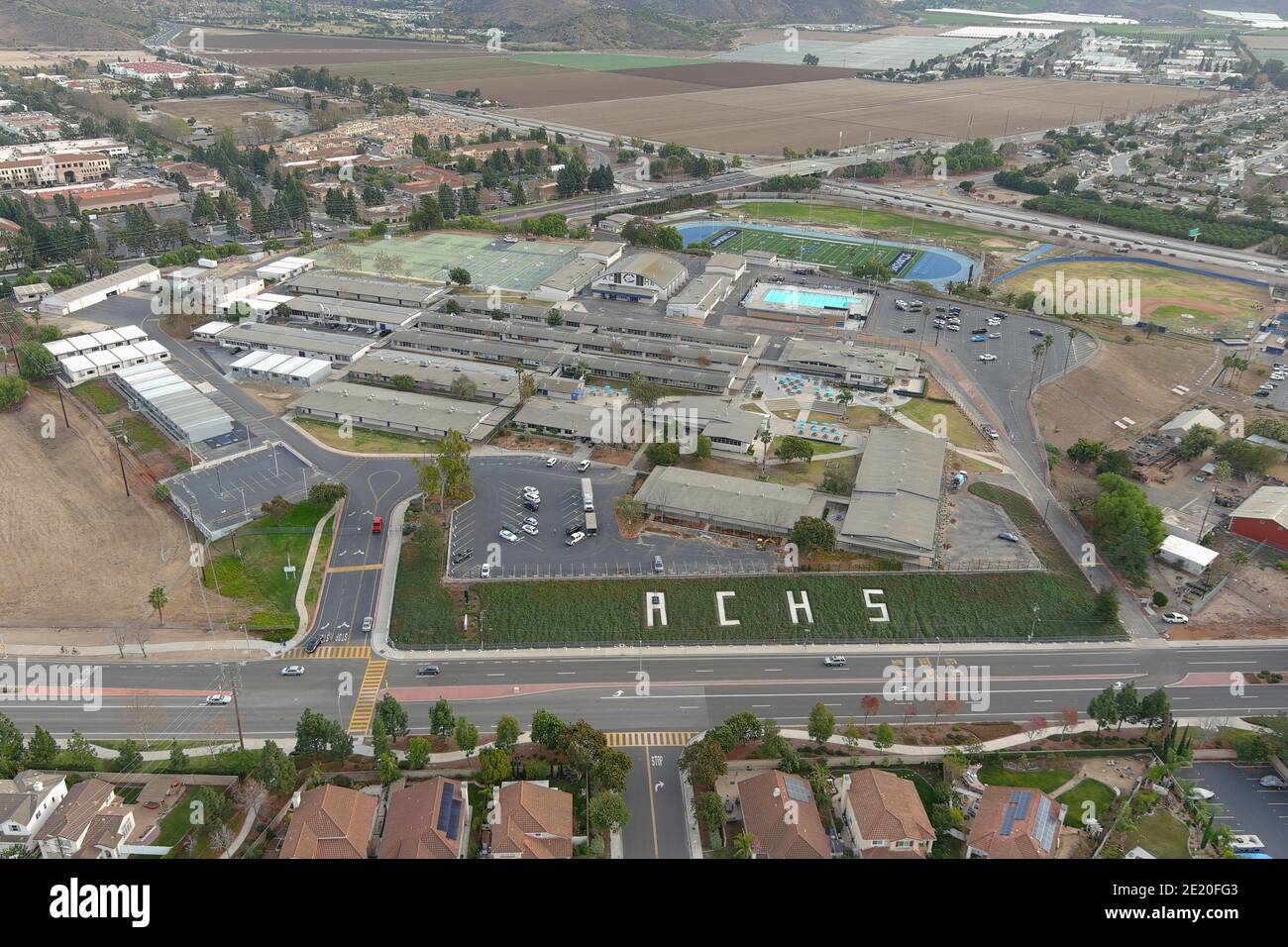 An aerial view of Adolfo Camarillo High School, Wednesday, Jan. 6, 2021 ...