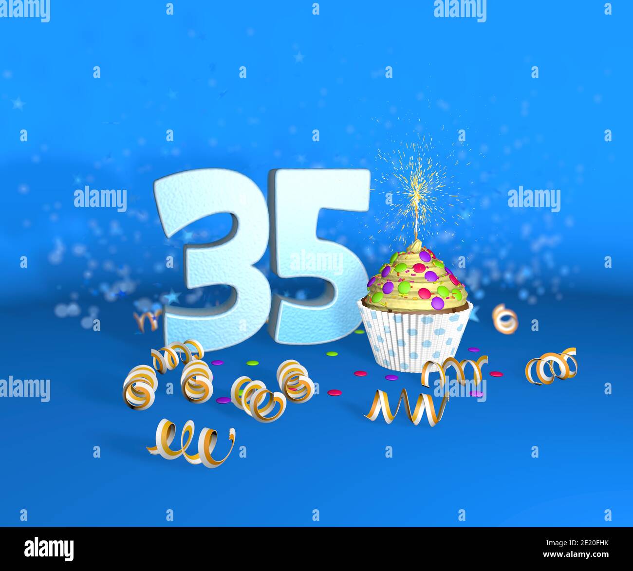 Cupcake with sparkling candle for birthday or anniversary 35 with the ...
