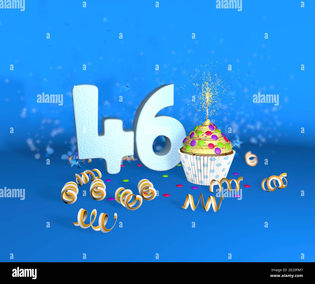 Cupcake with sparkling candle for birthday or anniversary 46 with the ...