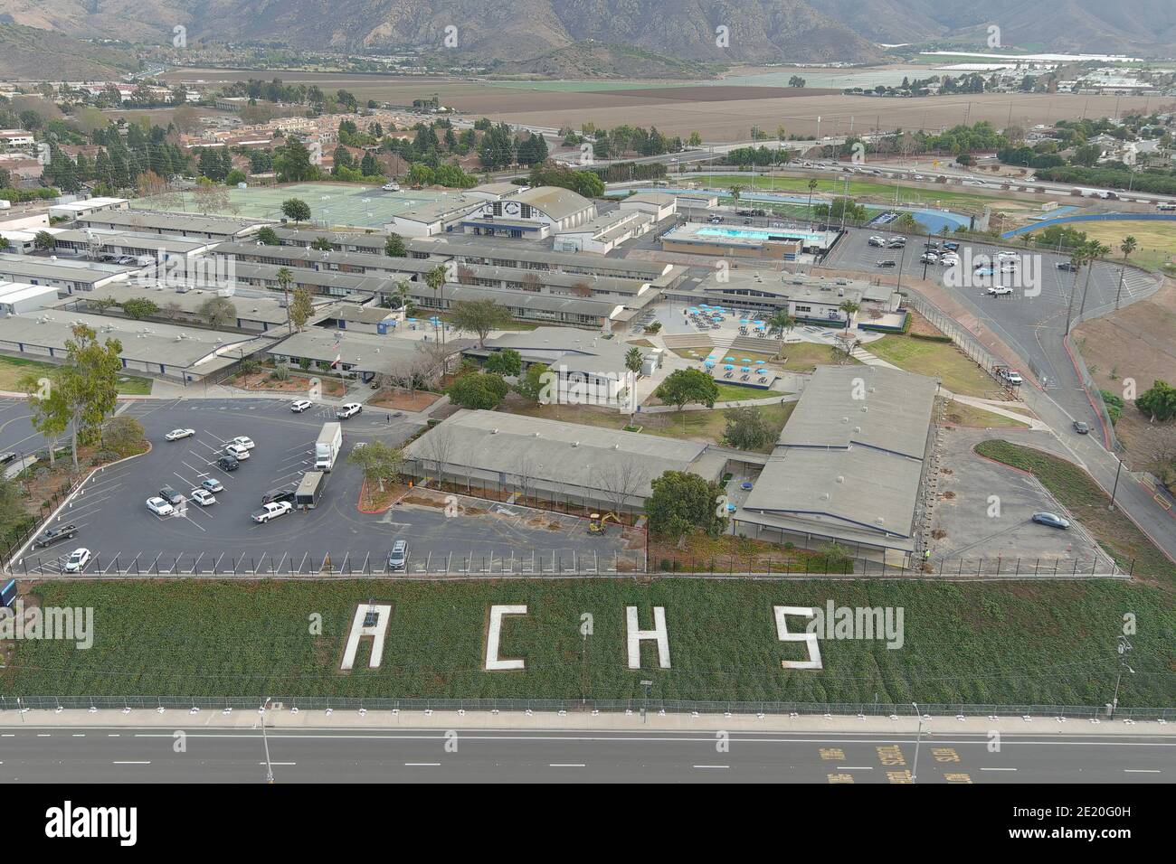 An aerial view of Adolfo Camarillo High School, Wednesday, Jan. 6, 2021 ...