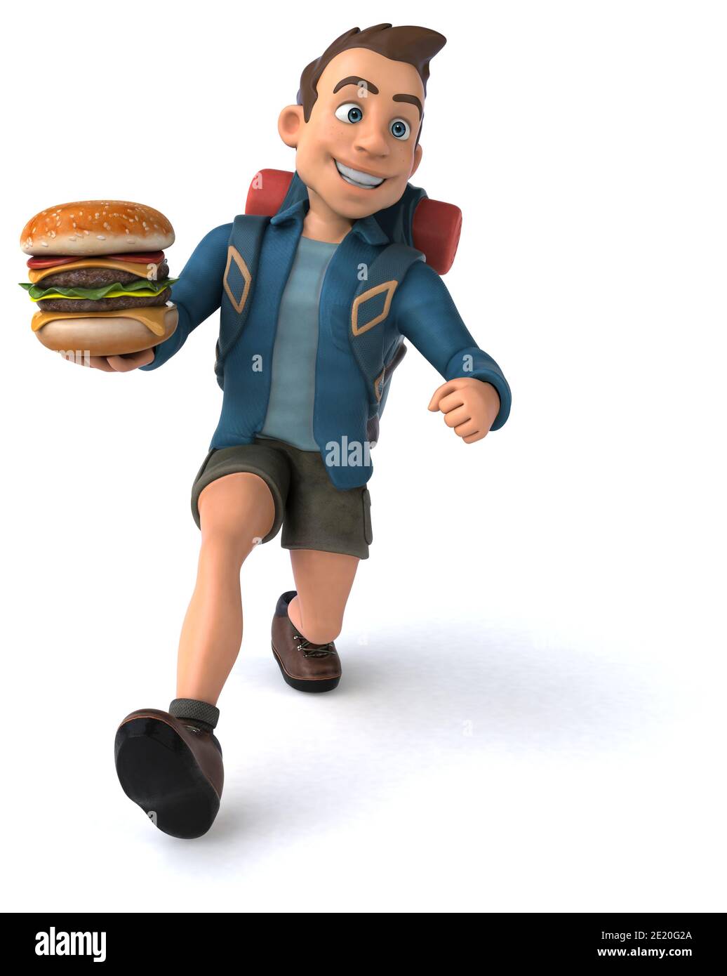 Fun illustration of a 3D cartoon backpacker Stock Photo - Alamy