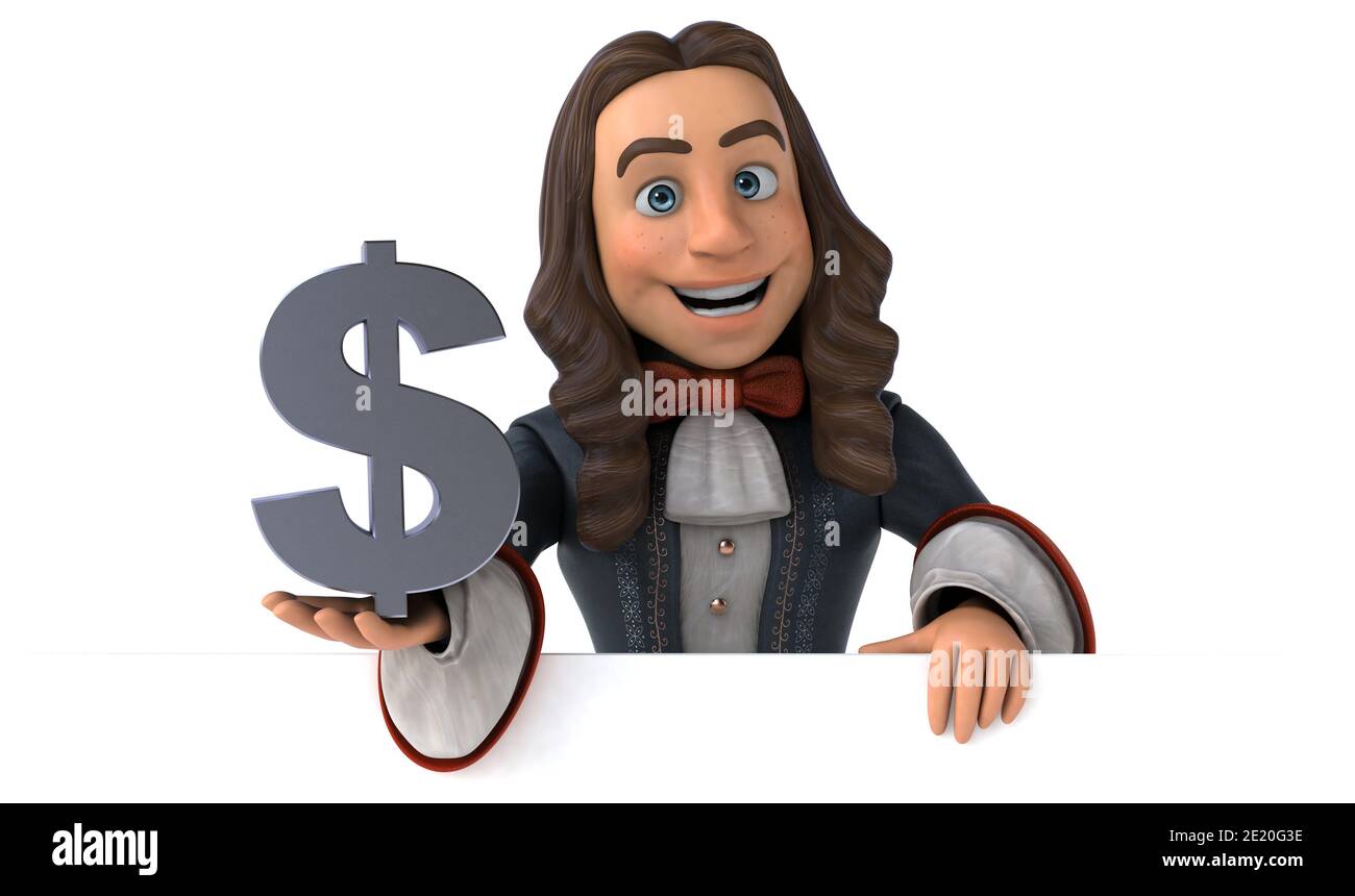 3D Illustration of a cartoon man in historical baroque costume Stock ...