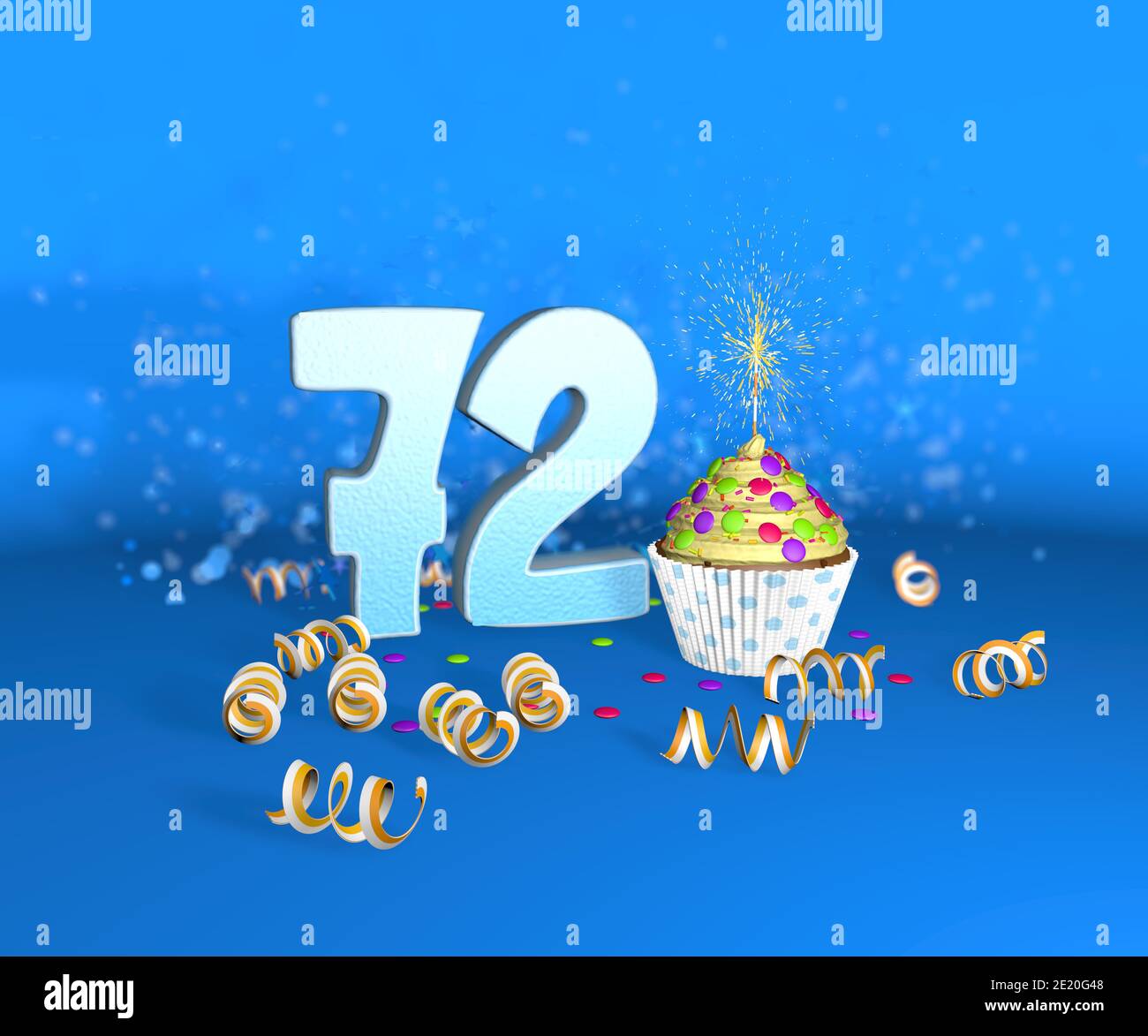 Cupcake with sparkling candle for birthday or anniversary 72 with the ...