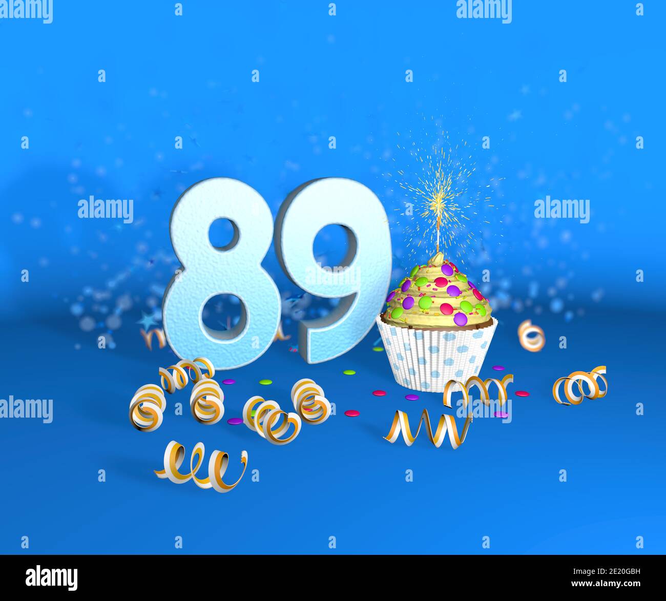 Cupcake with sparkling candle for birthday or anniversary 89 with the ...