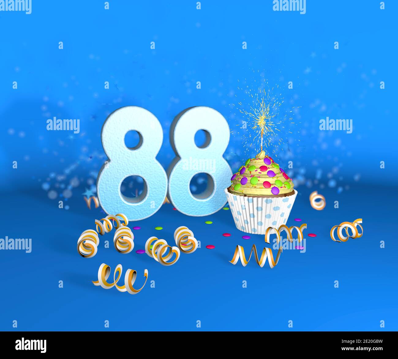 Cupcake with sparkling candle for birthday or anniversary 88 with the ...