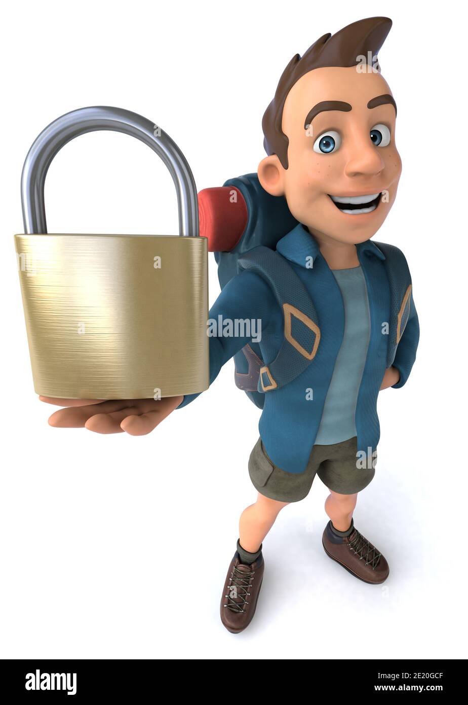 Fun illustration of a 3D cartoon backpacker Stock Photo - Alamy