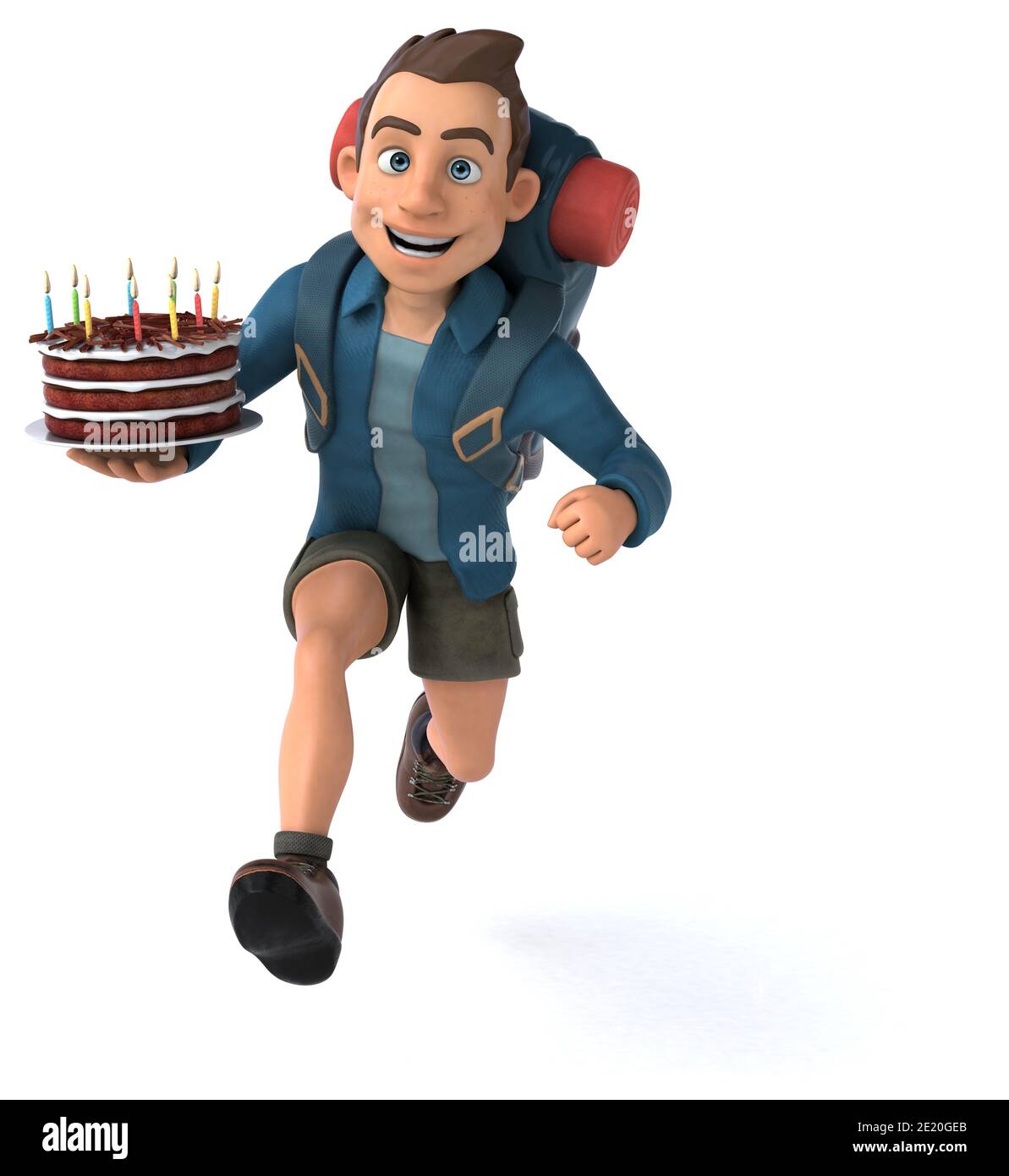 Fun illustration of a 3D cartoon backpacker Stock Photo - Alamy