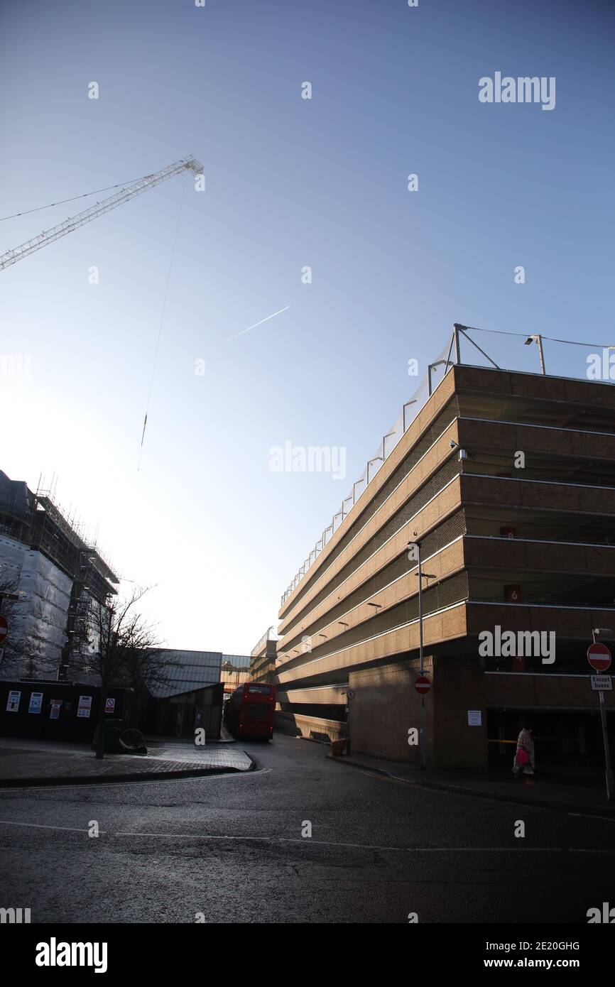 Peterborough, UK. 09th Jan, 2021. The Queensgate Shopping Centre car ...