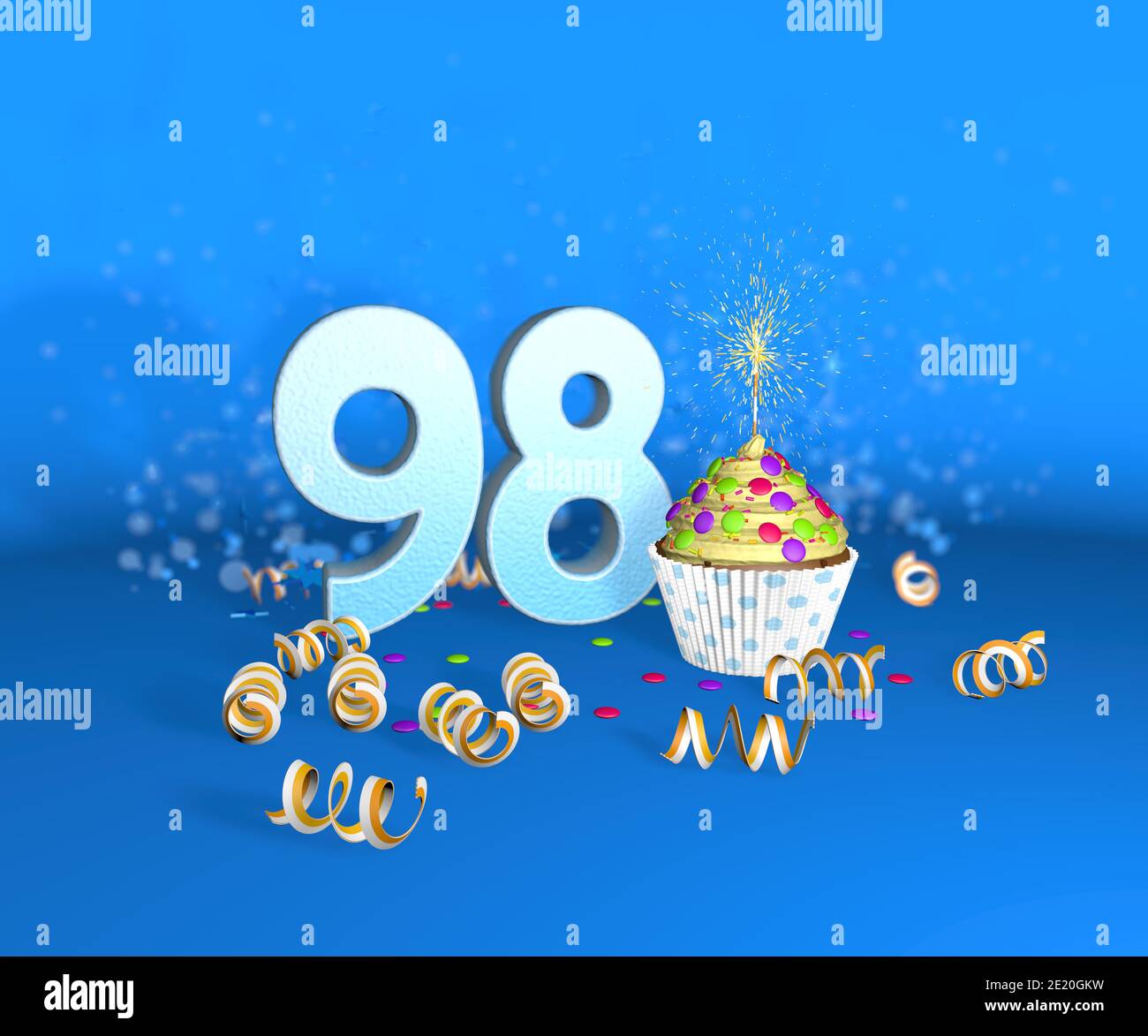 Cupcake with sparkling candle for birthday or anniversary 98 with the ...