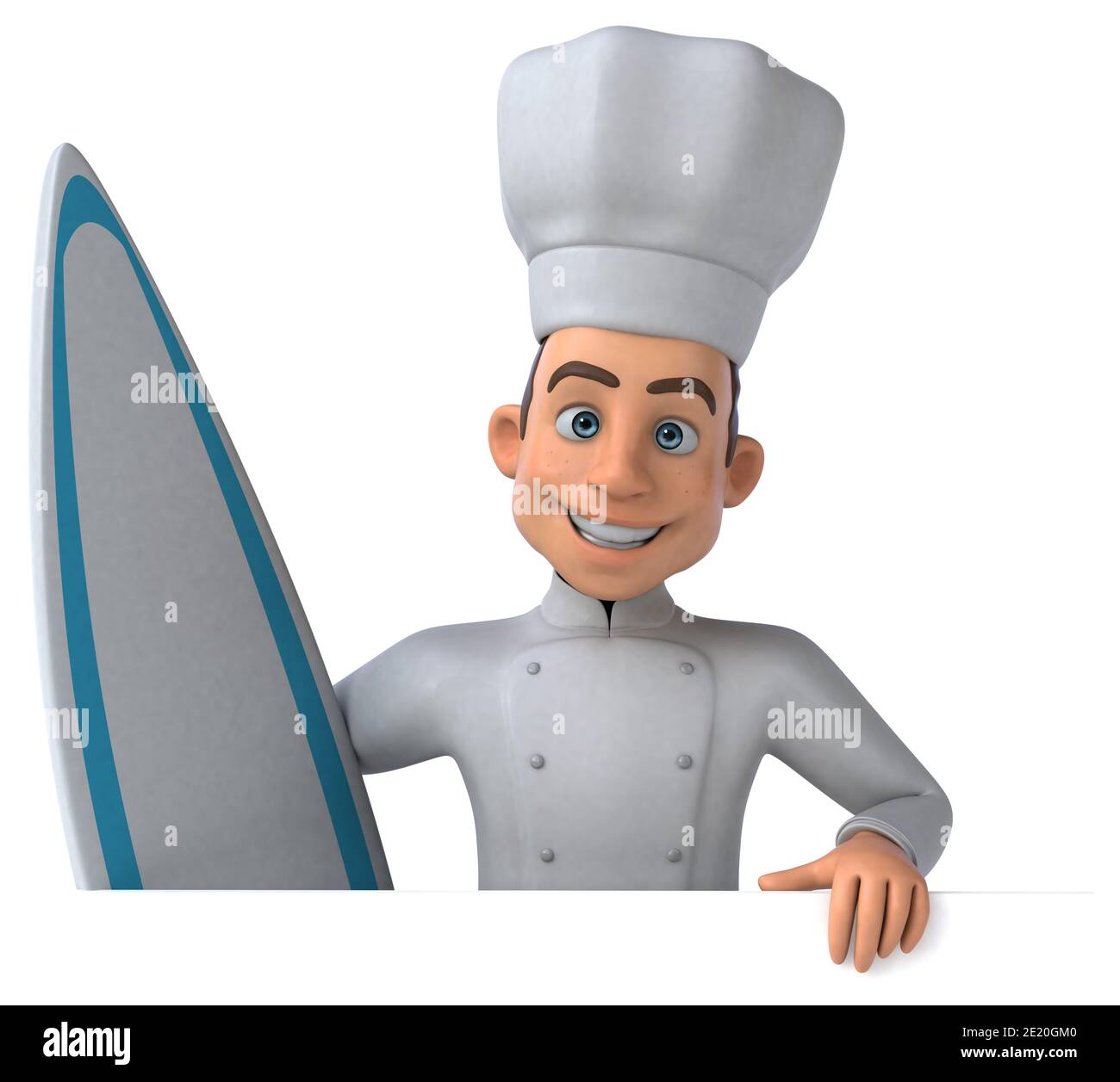 Fun 3D cartoon chef surfing Stock Photo - Alamy