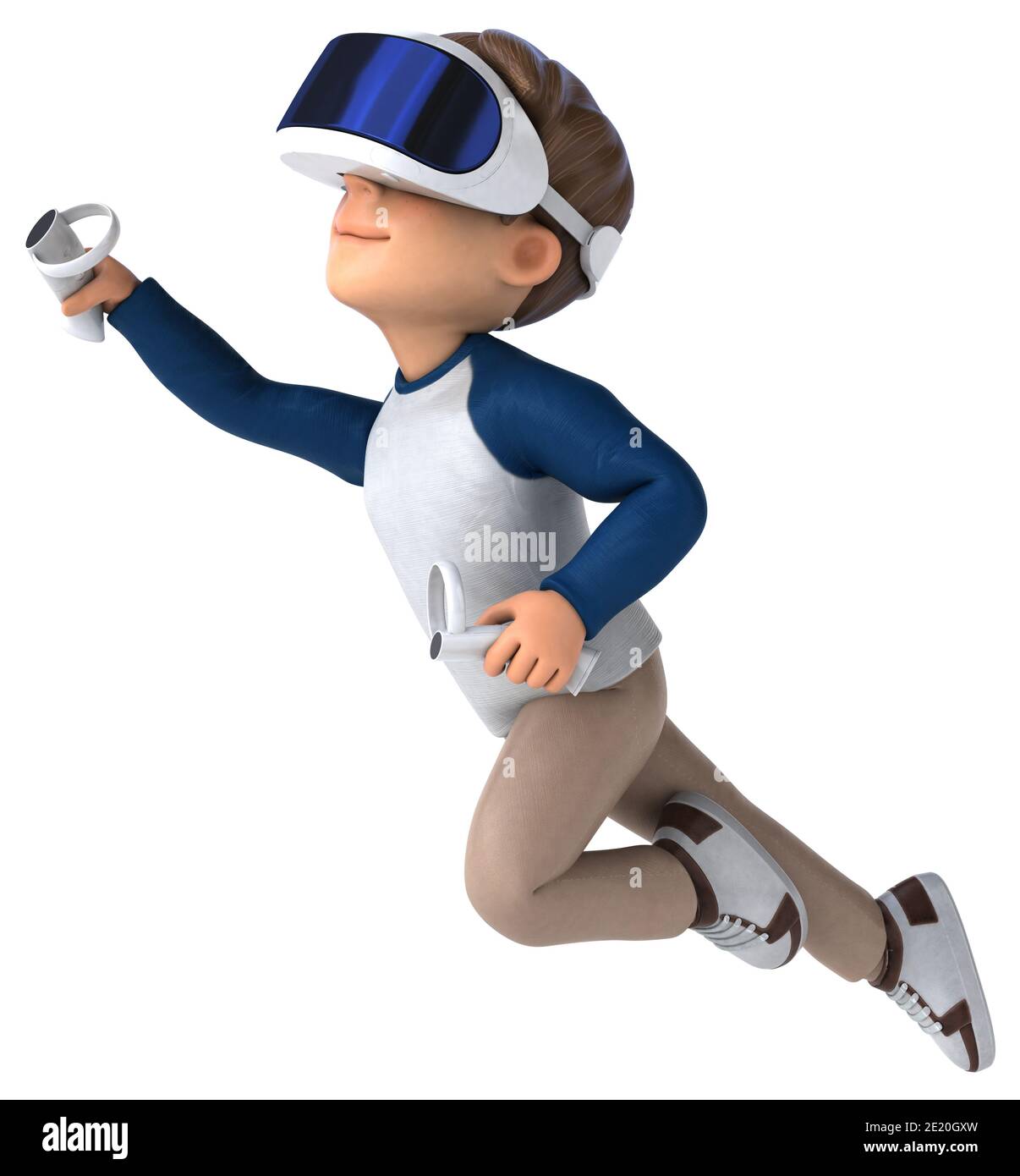 Fun 3D illustration of a cartoon kid with a VR helmet Stock Photo - Alamy