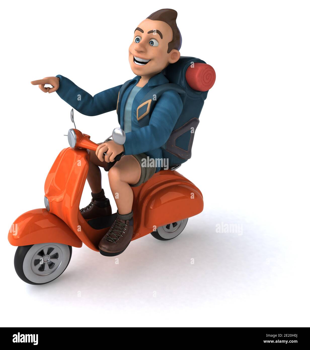 Fun illustration of a 3D cartoon backpacker Stock Photo - Alamy