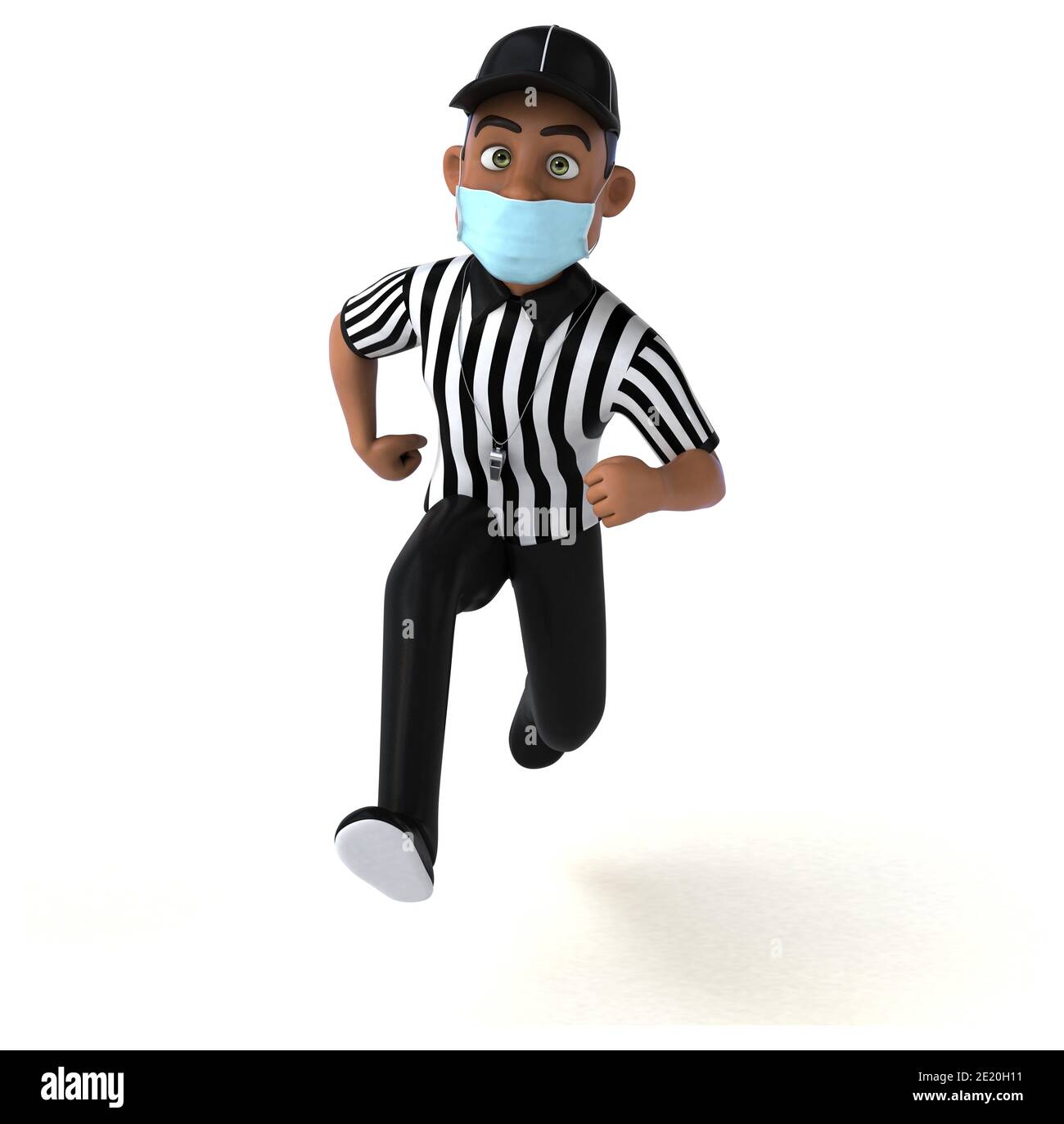 Fun 3D illustration of a black referee with a mask Stock Photo - Alamy