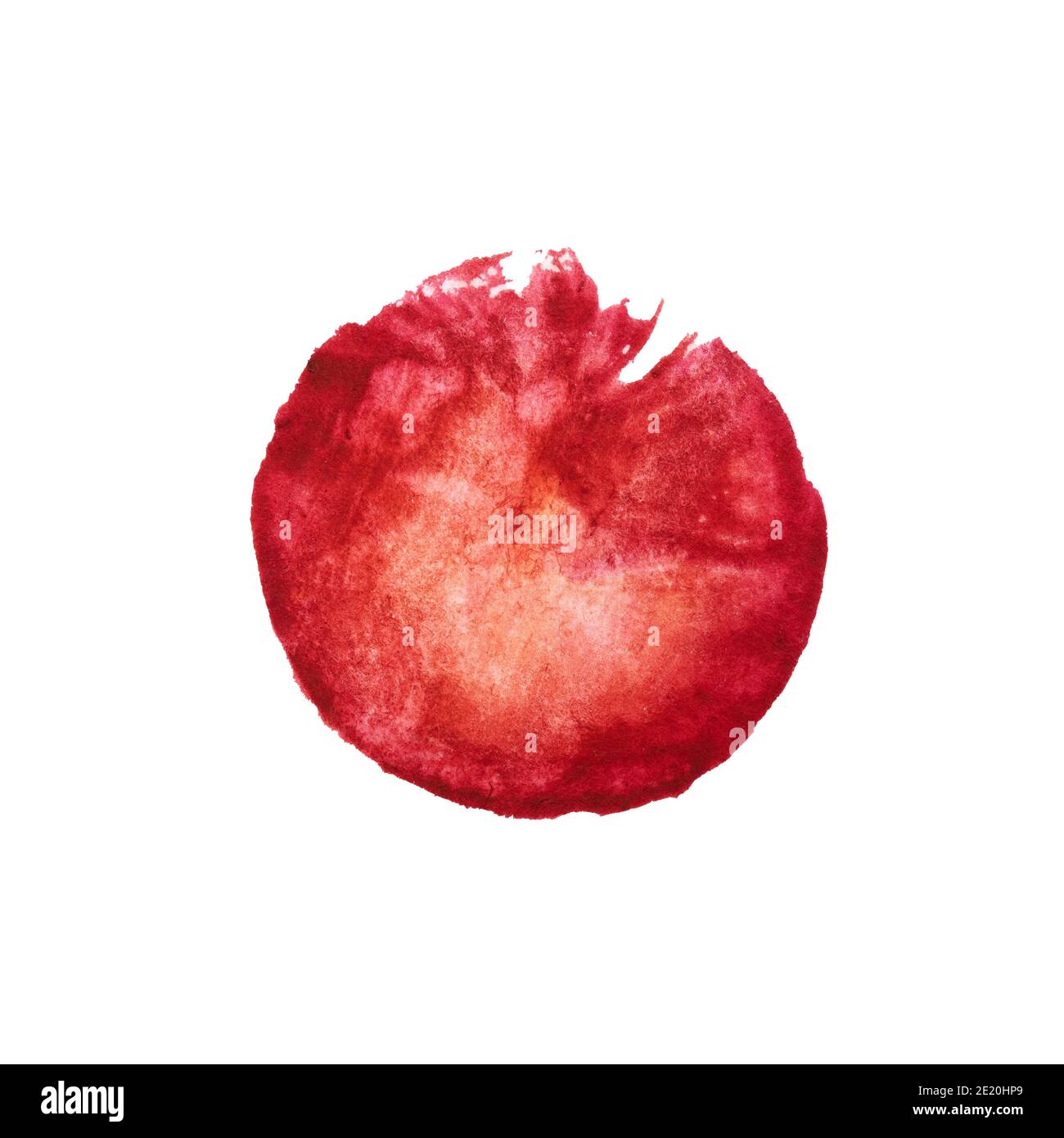 Abstract red watercolor painted circle isolated on white background ...