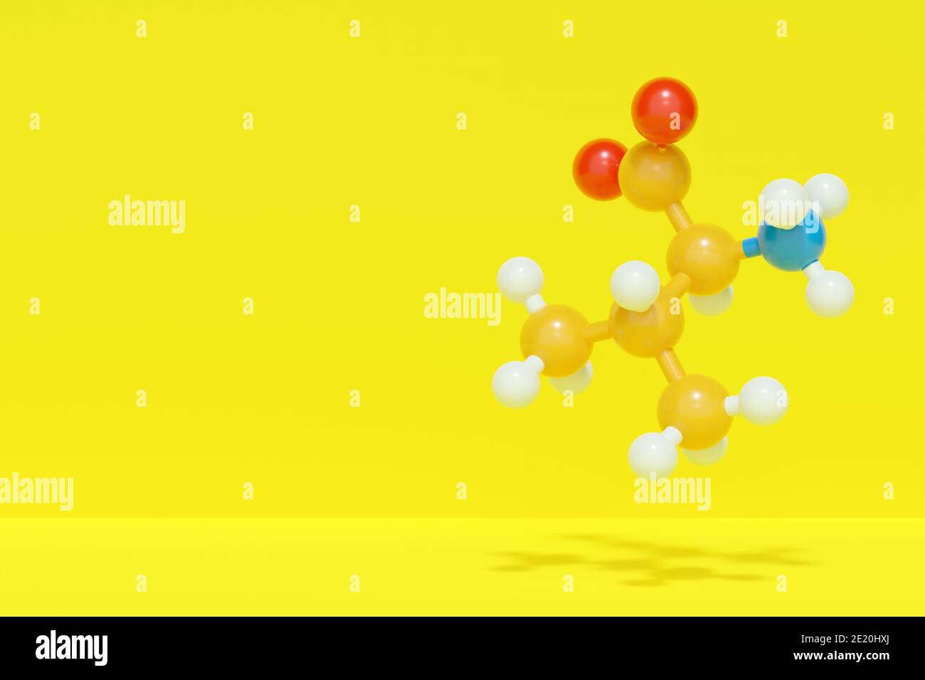 Valine (l-valine, Val, V) amino acid molecule. 3D rendering. Ball and ...
