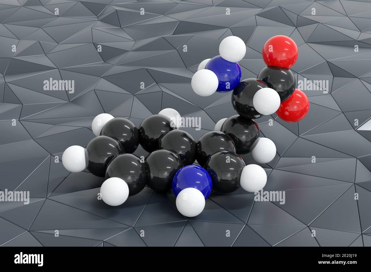 Tryptophan (l-tryptophan, Trp, W) amino acid molecule. 3D rendering ...