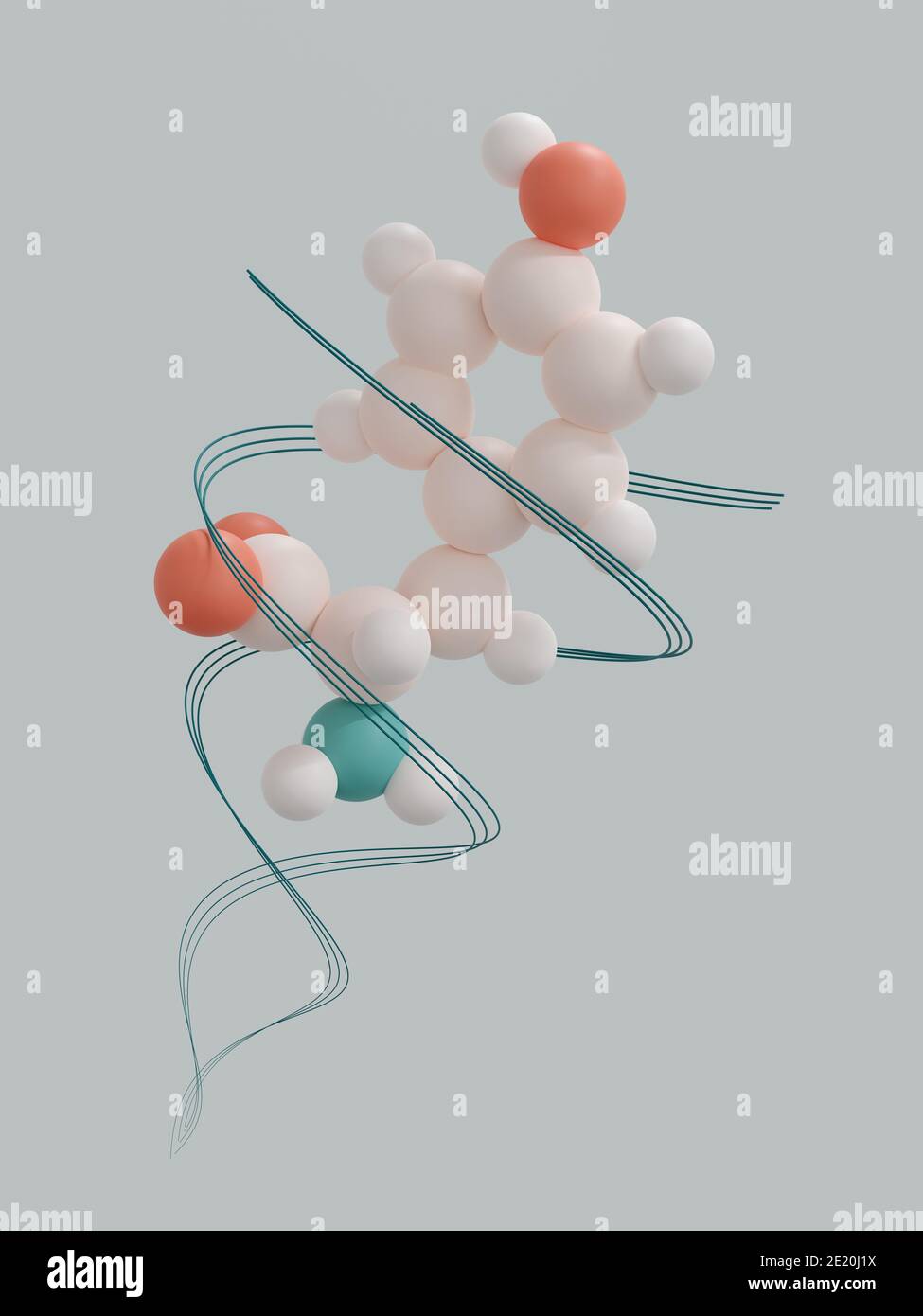 Tyrosine (l-tyrosine, Tyr, Y) amino acid molecule. 3D rendering. Scaled ...