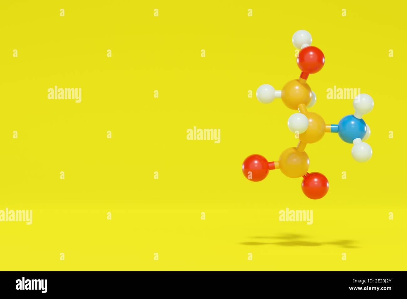 Serine (l-serine, Ser, S) amino acid molecule. 3D rendering. Ball and ...