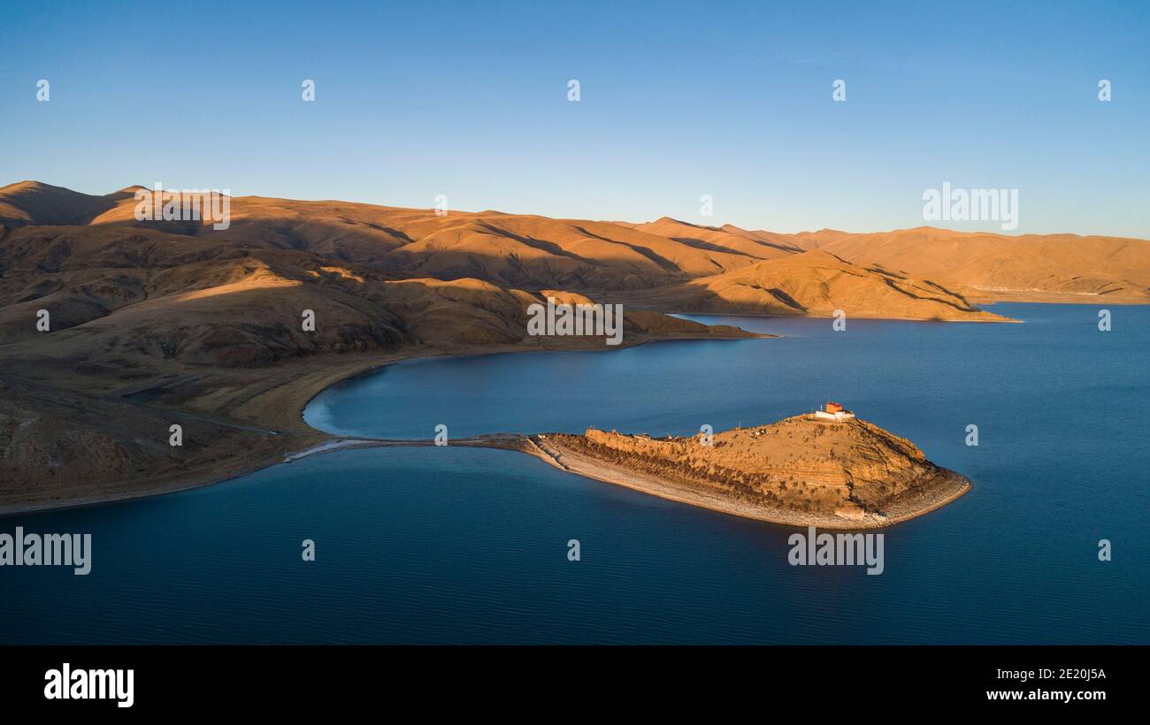 Lhasa. 9th Jan, 2021. Aerial photo taken on Jan. 9, 2021 shows the ...