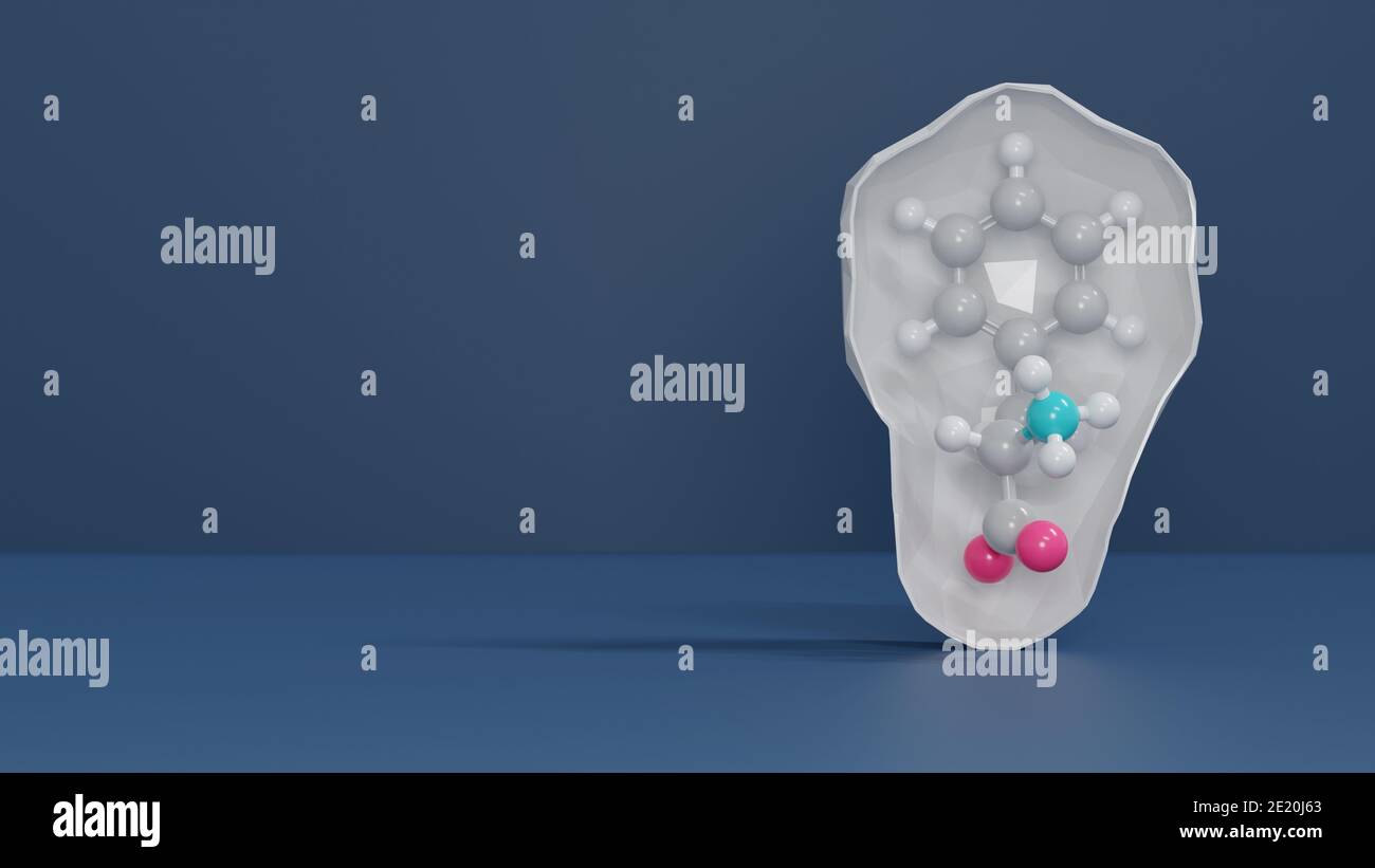 Phenylalanine (l-phenylalanine, Phe, F) amino acid molecule. 3D ...