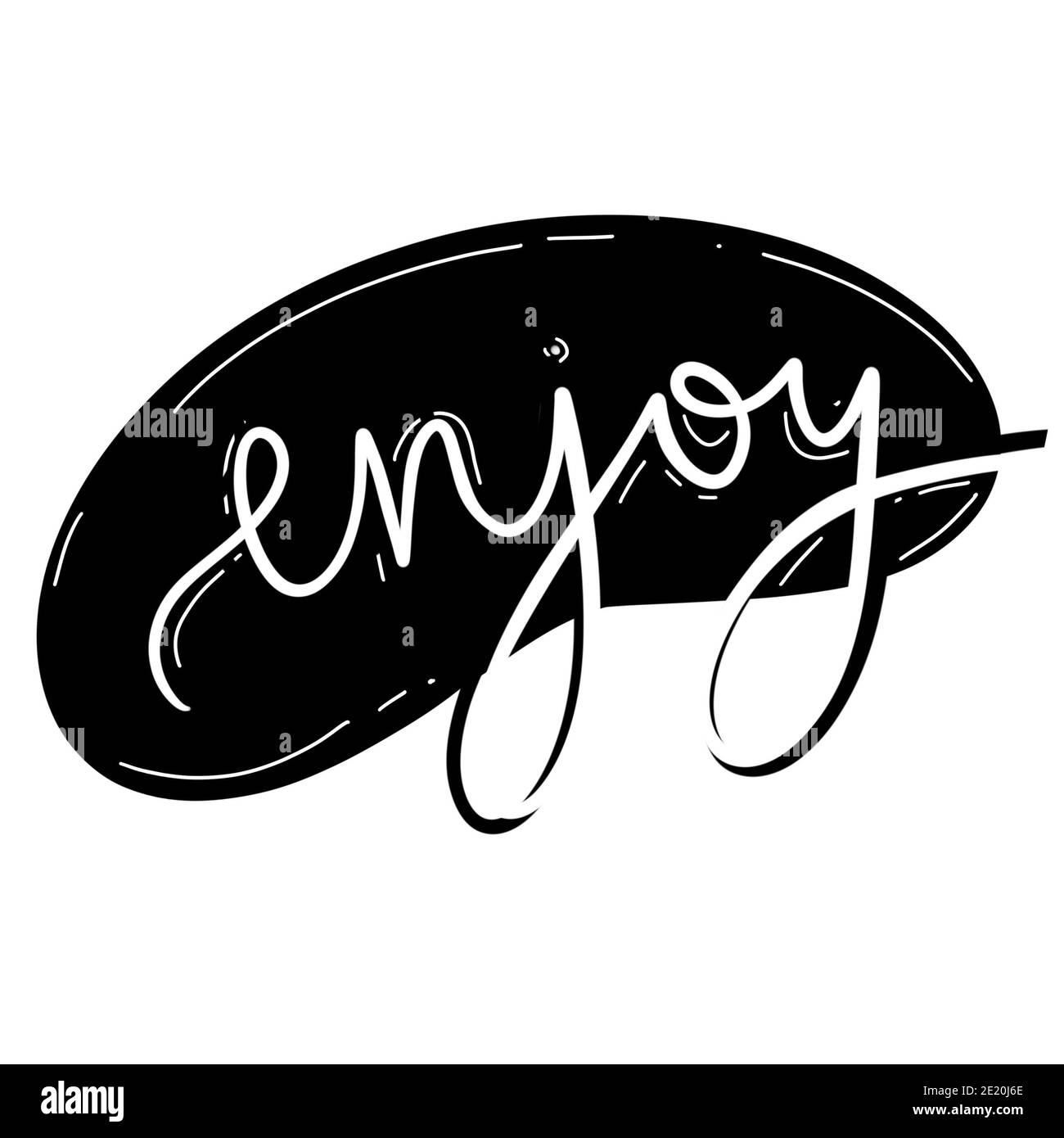Lettering, word Enjoy on black and white background. Wallpaper print ...
