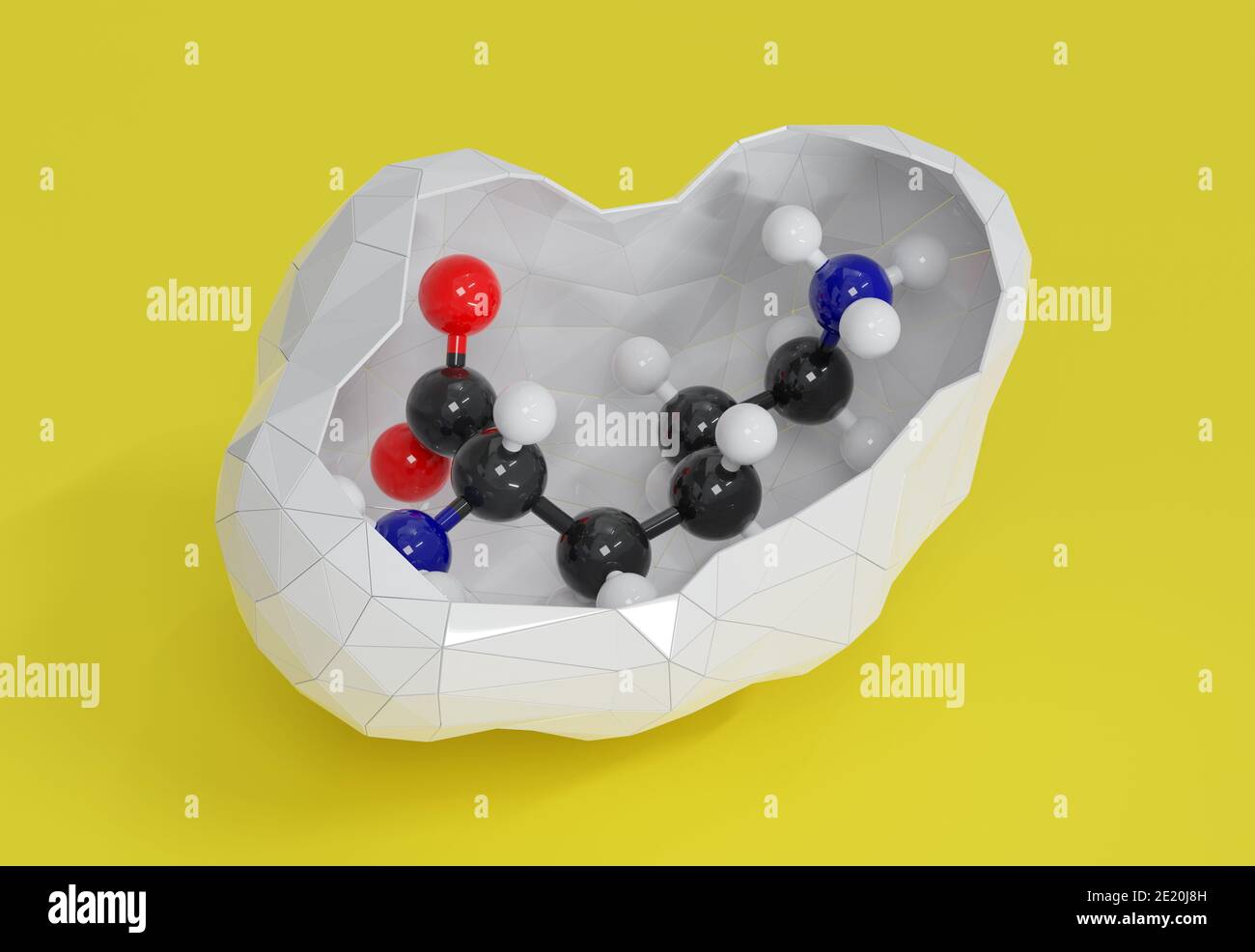 Lysine (l-lysine, Lys, K) amino acid molecule. 3D rendering. Atoms are ...