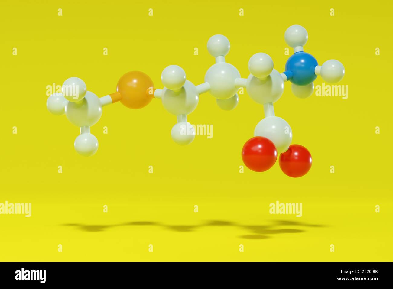 Methionine (L-methionine, Met, M) amino acid molecule. 3D rendering ...