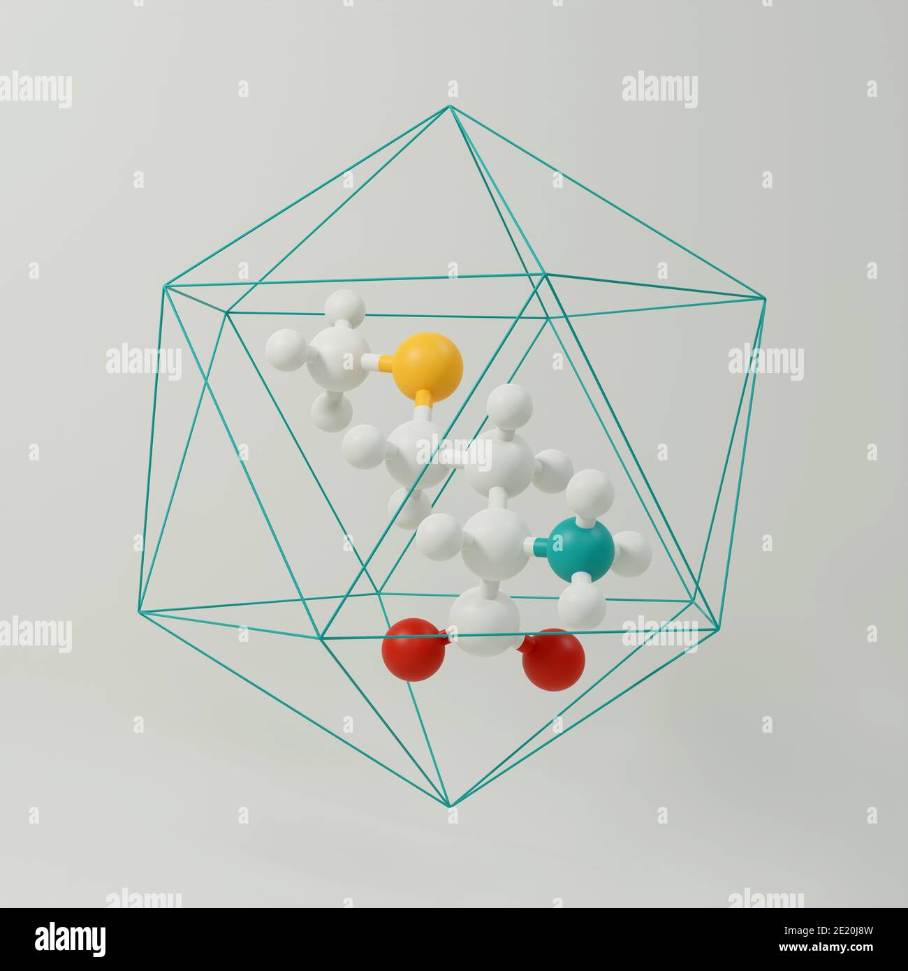 Methionine (L-methionine, Met, M) amino acid molecule. 3D rendering ...